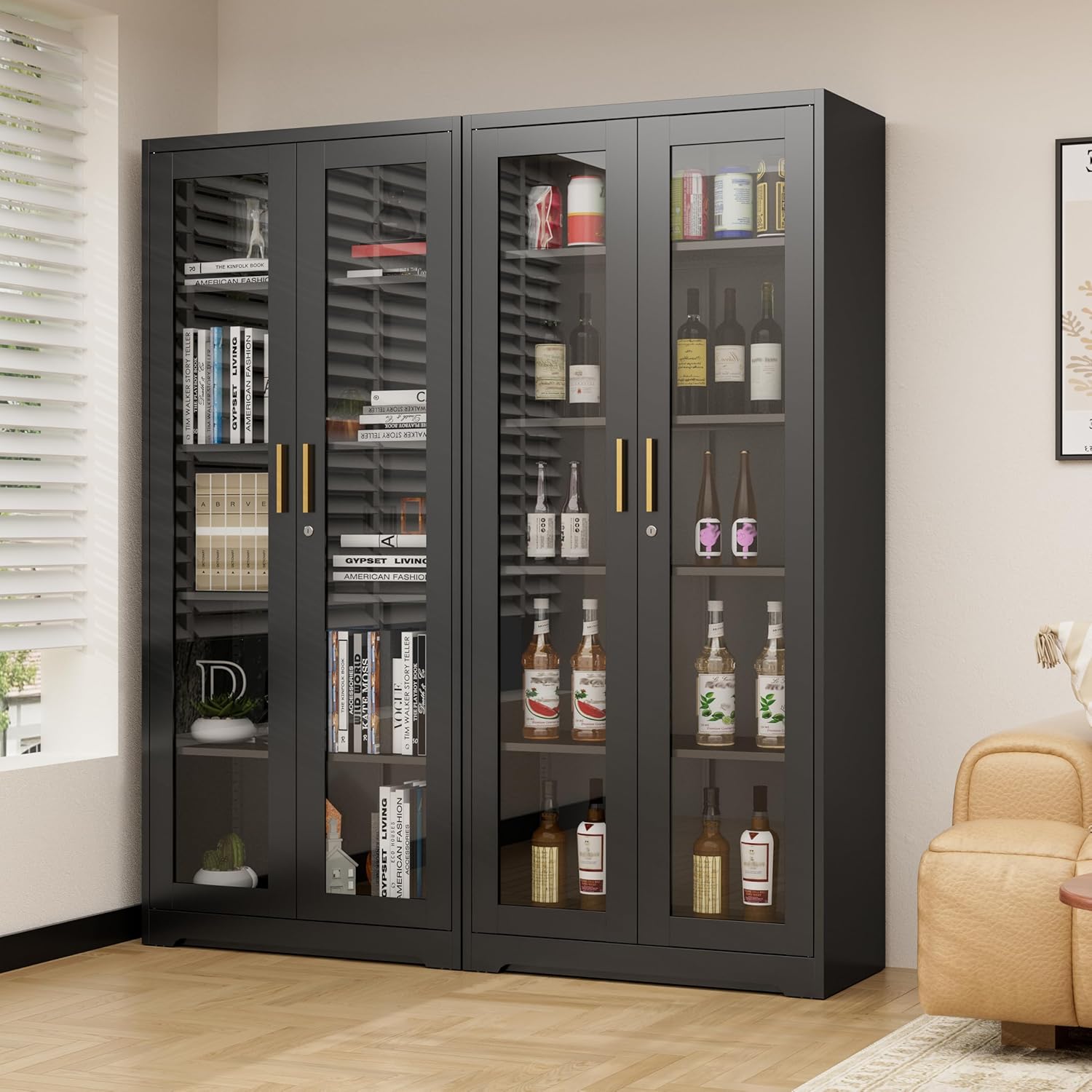 Amazon.com - Display Cabinet with Glass Doors,Curio Cabinet with Lock ...