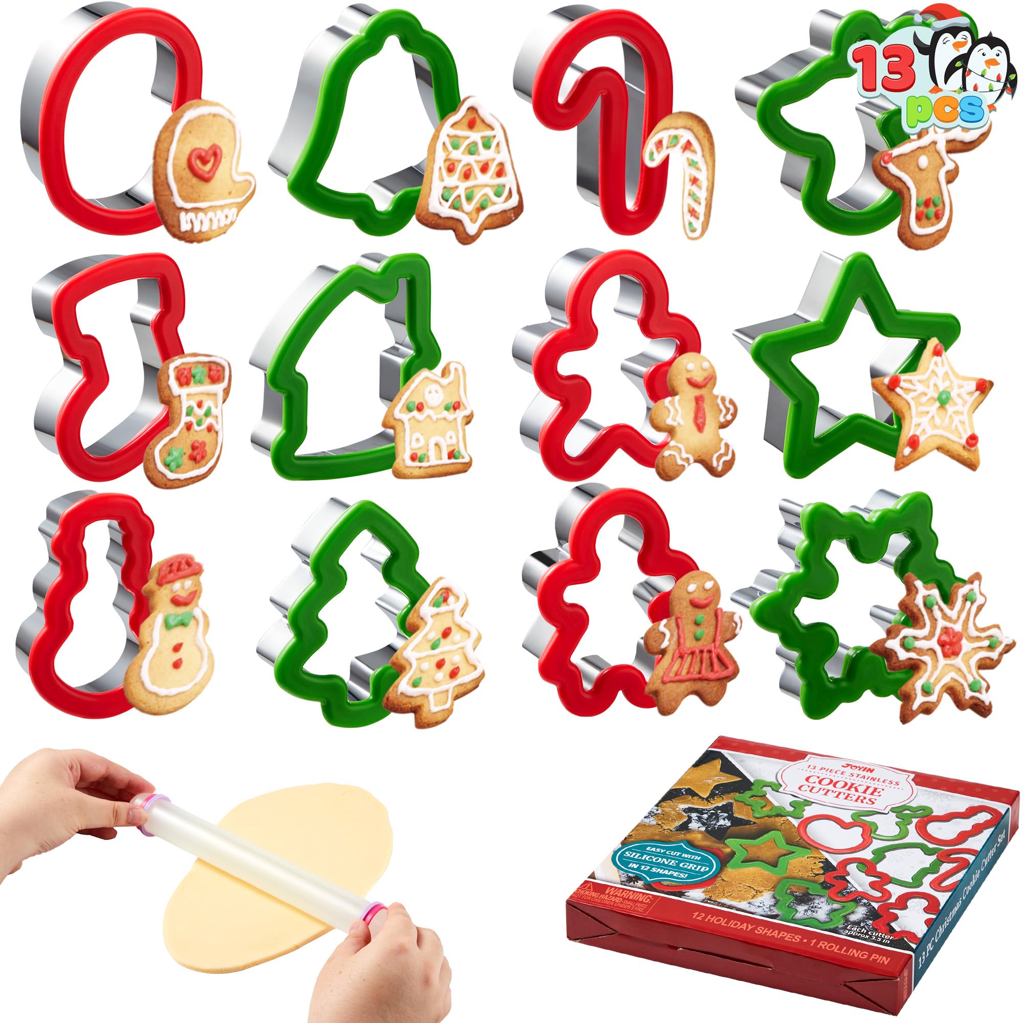 Amazon.com: JOYIN 13 Pcs Christmas Cookie Cutters in Stainless Steel ...
