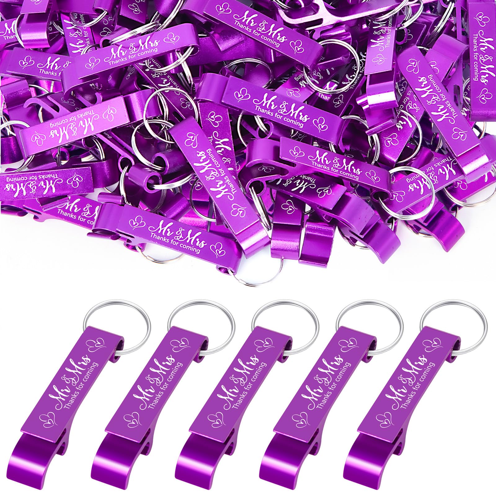 Amazon.com: 100pcs Aluminum Bottle Opener Keychain Bulk Thank You ...