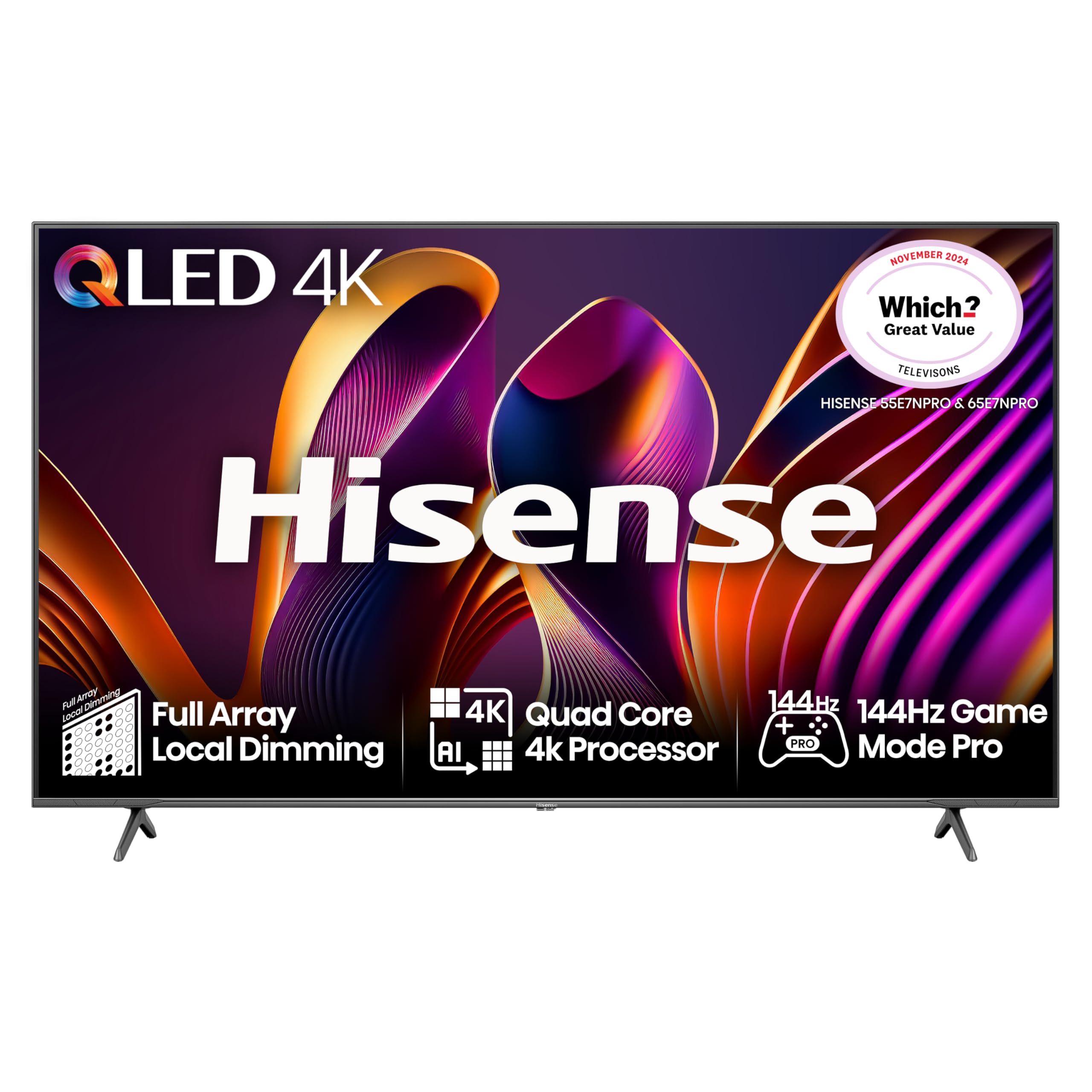 Hisense 65 Inch 144Hz 4K QLED Smart Gaming TV 65E7NQTUK PRO - Full ...
