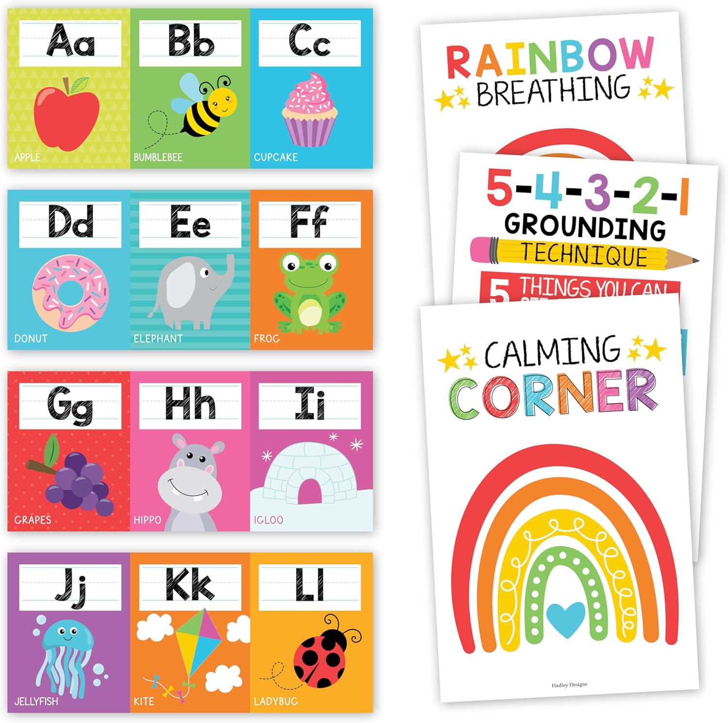 Amazon.com: 12 Colorful Alphabet For Classroom Wall Line, 8 Calming ...