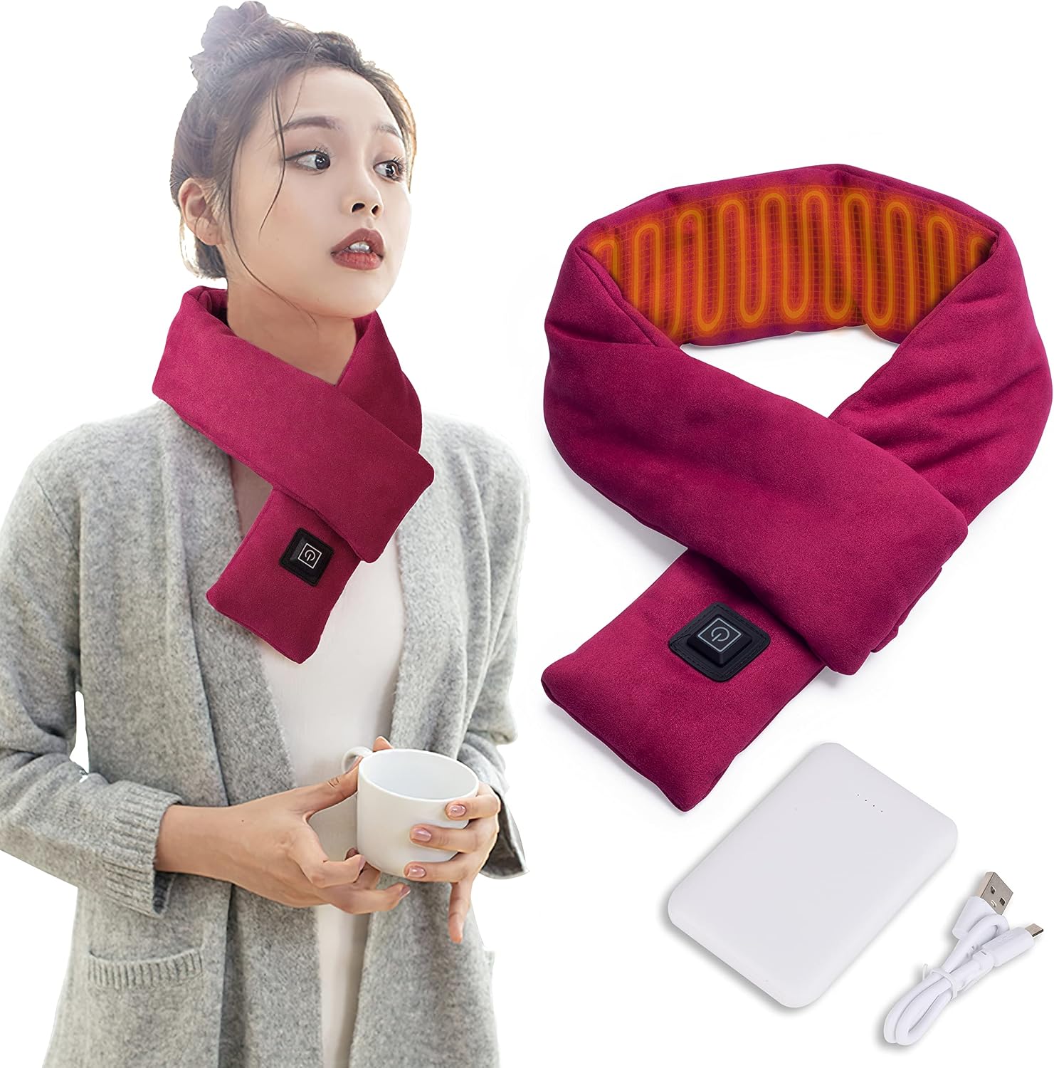 Amazon.com: New Upgrade Electric Neck Warmer Scarf Wireless Heating Pad ...