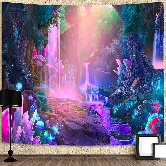 Amazon.com: TYTYUU Cave Tapestry Mysterious Magic Garden Glowing ...
