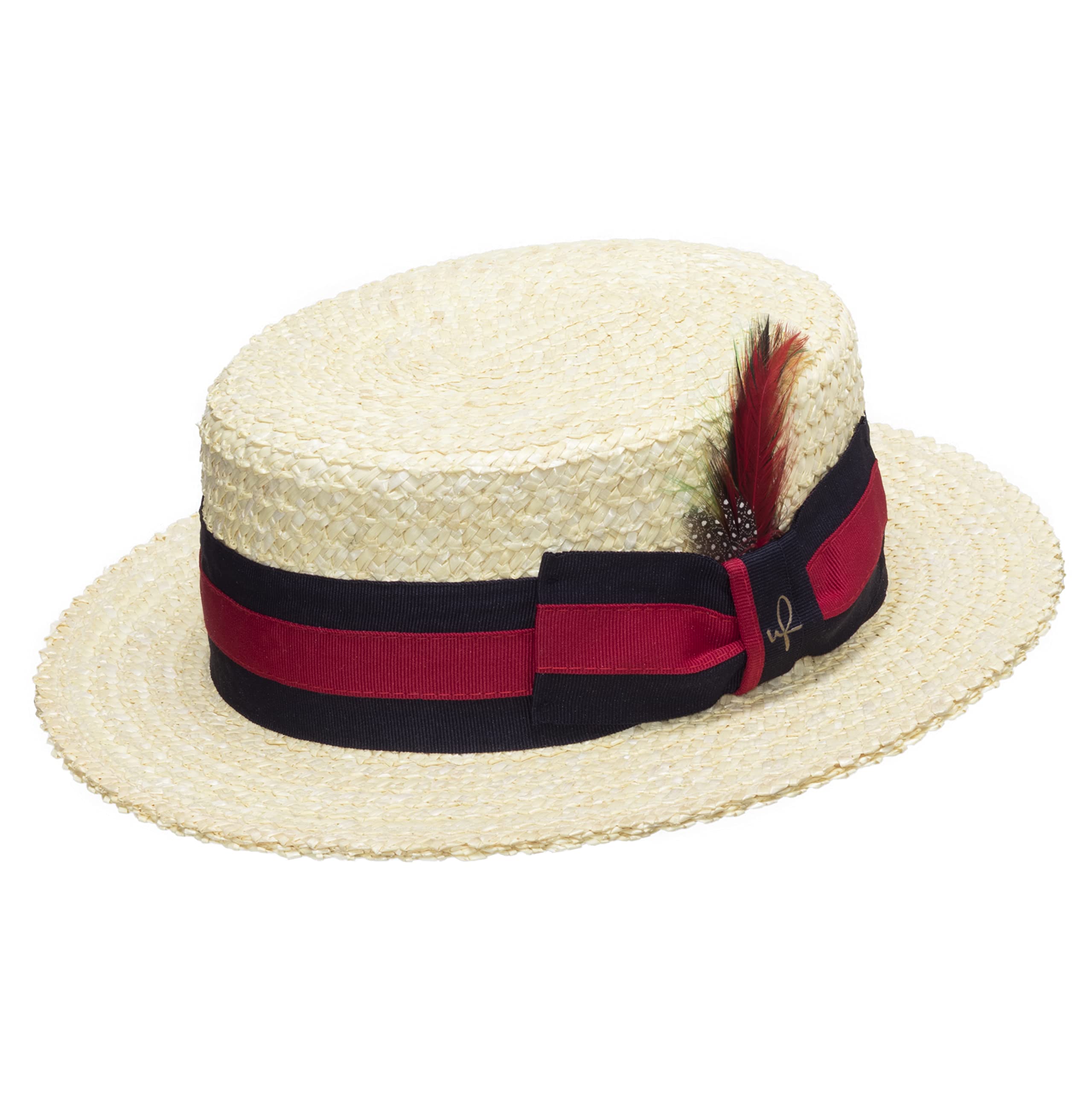 Buy ULTRAFINO Classic Boater Bleach Skimmer Straw Hat Men's Online at ...