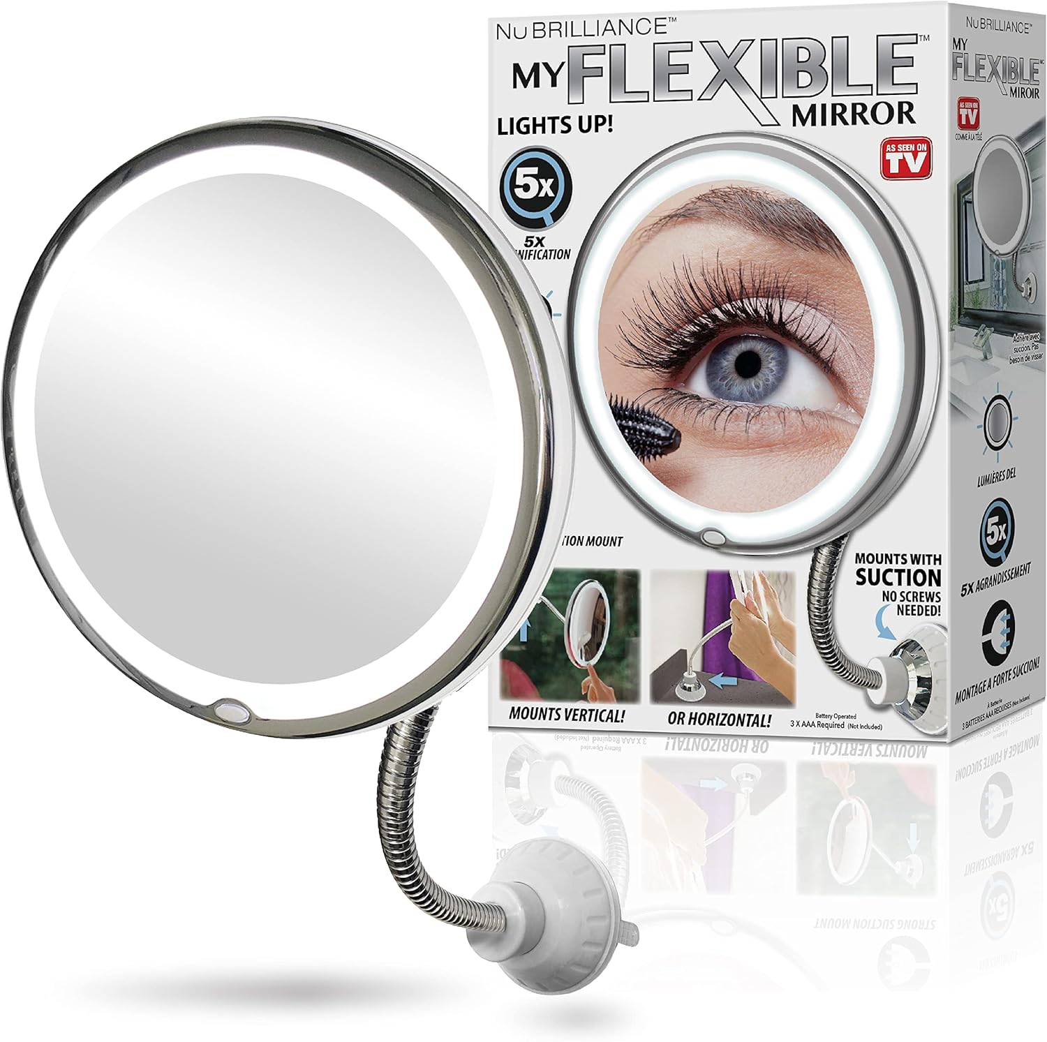 Lighted Make Up Mirror with Light and 5X Magnification, LED Mirror with ...