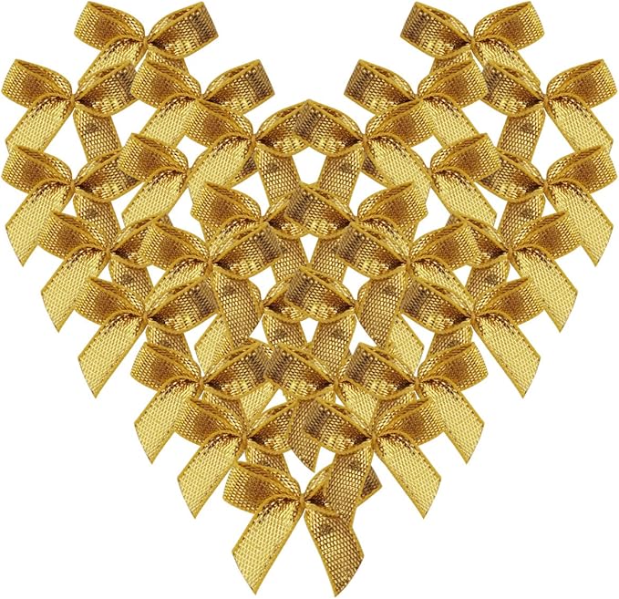 Amazon.com: Micomon 50pcs 1-Inch Mini Ribbon Bows for Crafts Metallic ...