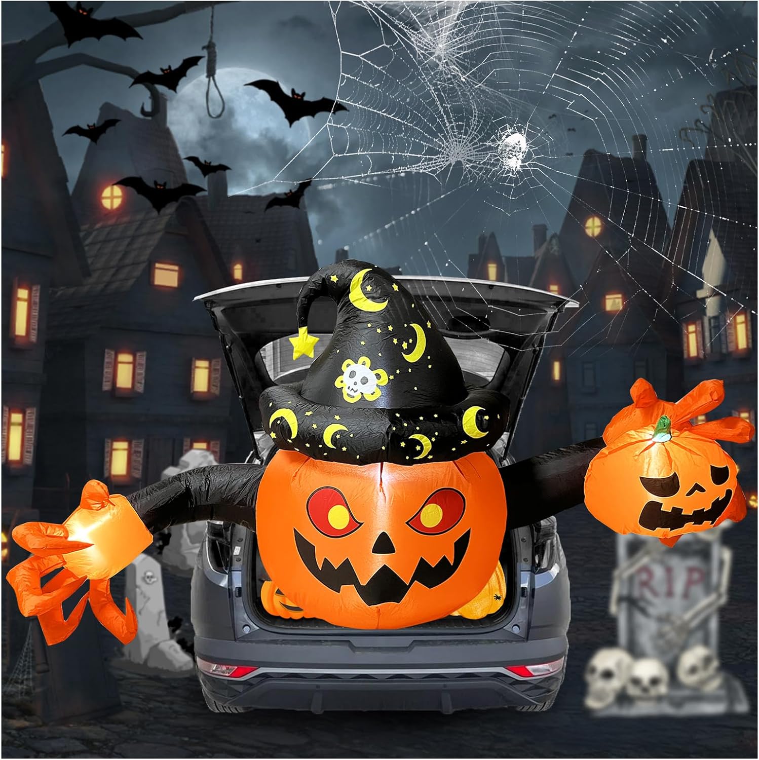 Amazon.com: 6.2 FT Halloween Inflatable Scary Big Pumpkin Catch Small ...