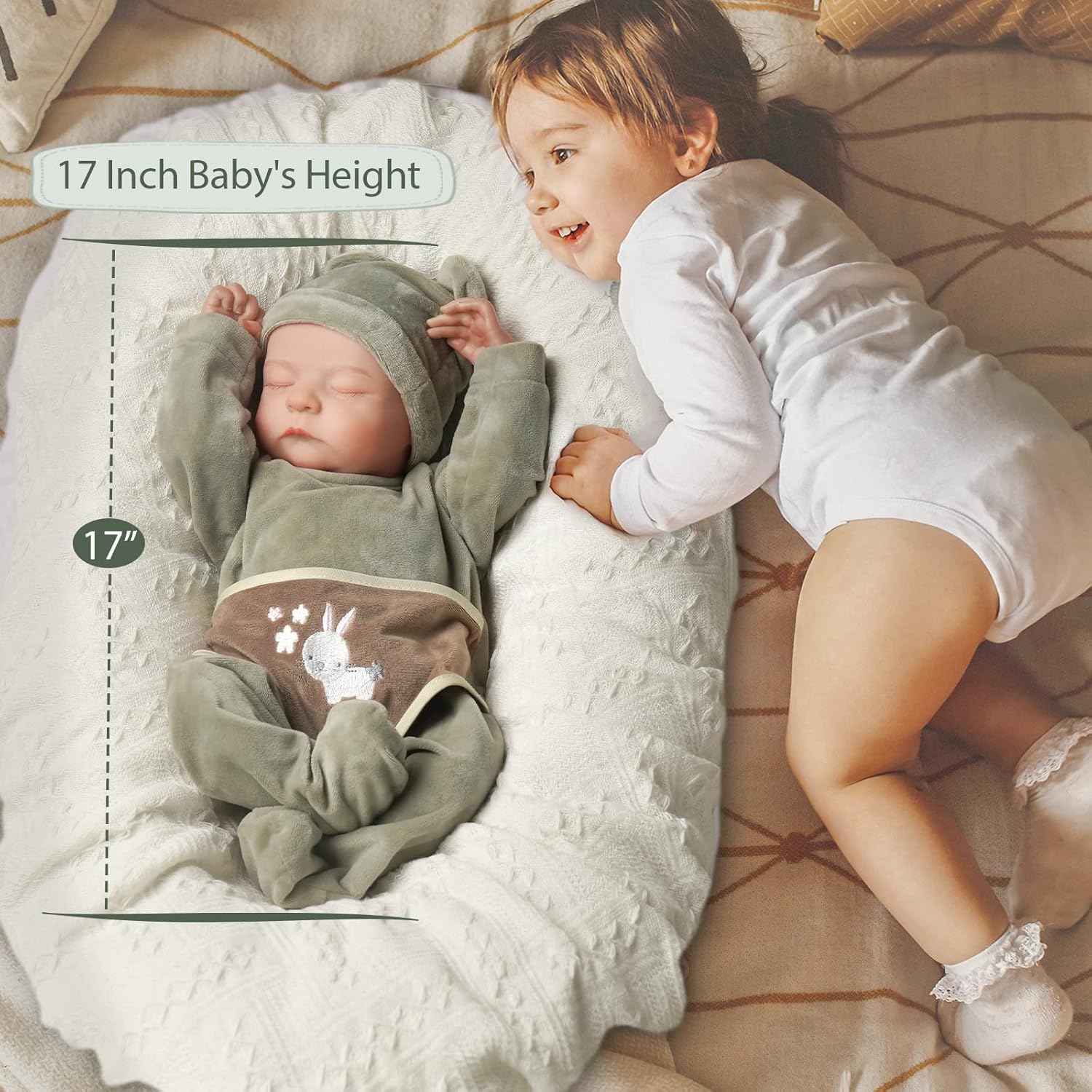 JIZHI Lifelike Reborn Baby Dolls – 17-Inch Soft Cloth Body Realistic ...