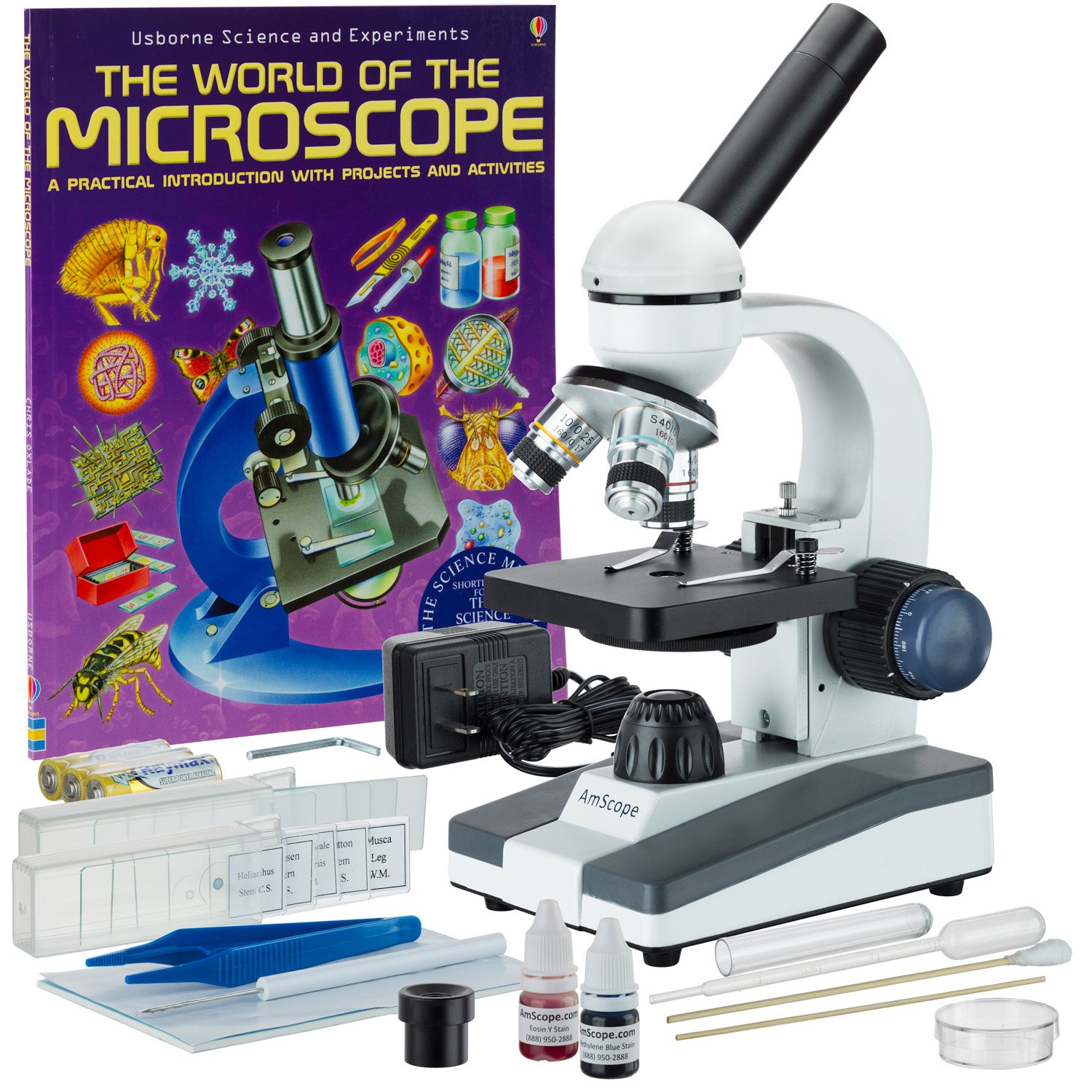 Snapklik.com : AmScope M150C-SP14-WM 40X-1000X Portable Student Microscope