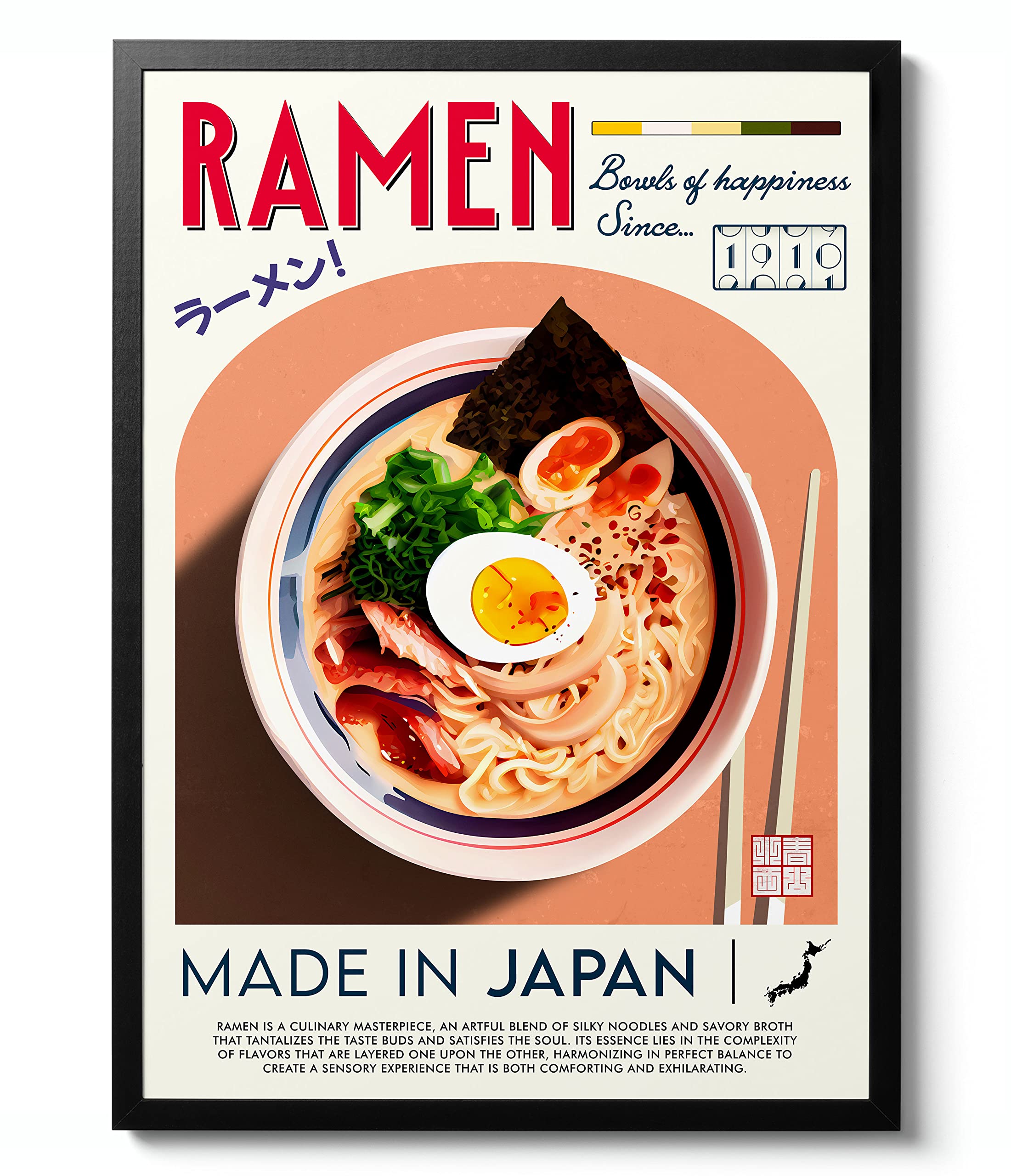 Animato Ramen Bowl Poster, Japanese Food Wall Art, Modern Kitchen Decor ...