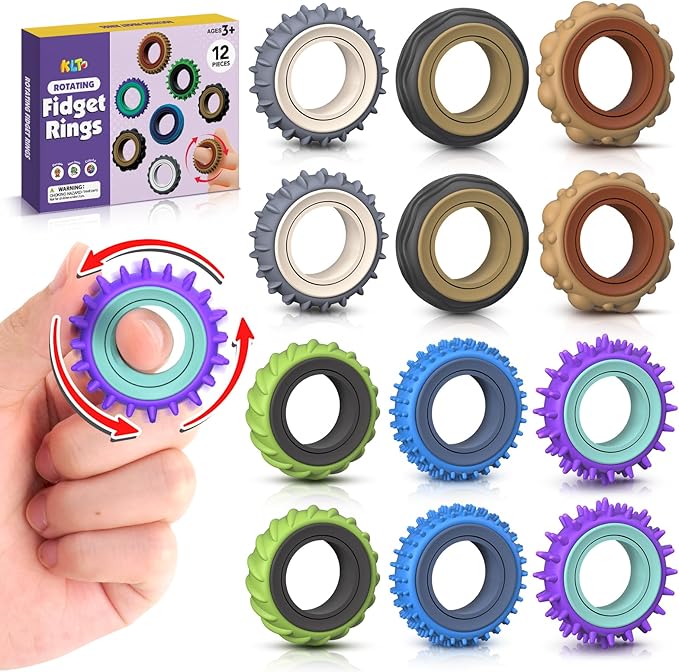 Amazon.com: Fidget Toys Adults Sensory Rings: 12 Pack Texture Spinner ...