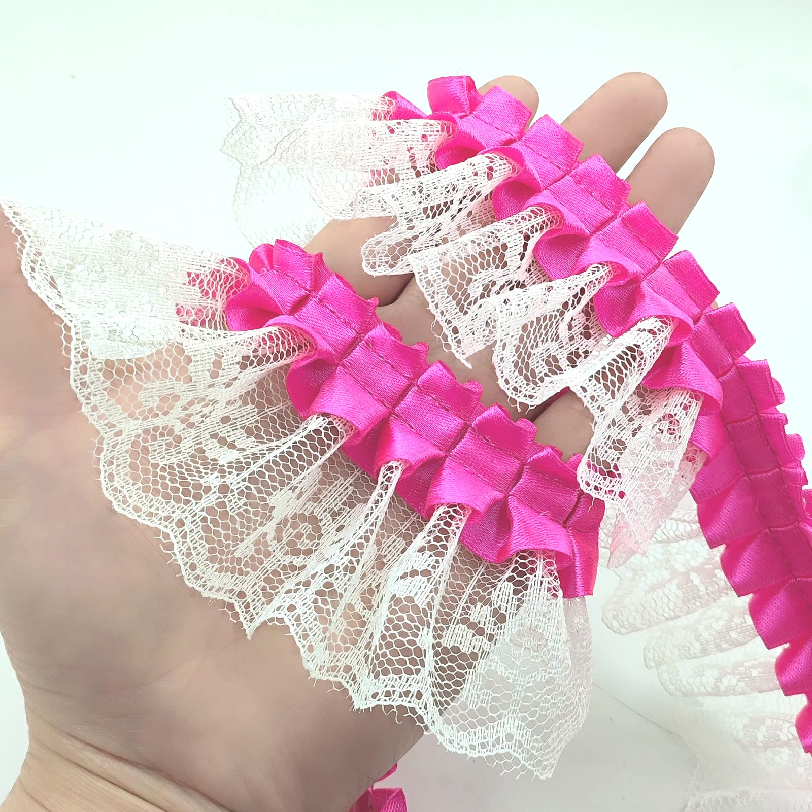 Amazon.com: YOOGCORETT 2 Yards Rose Pleated Lace Edge Trim Gathered ...