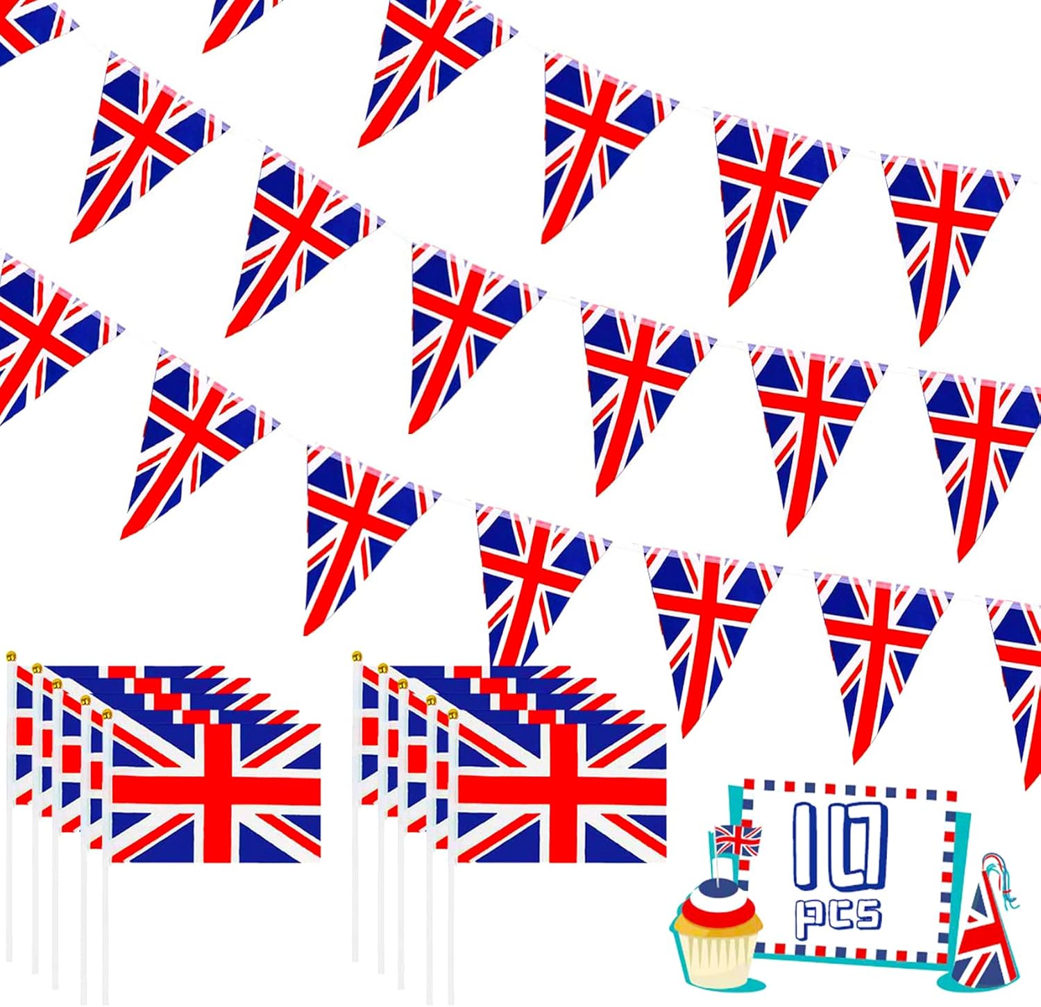 Funnlot Union Jack Bunting VE Day Union Jack Bunting Flags Triangle ...