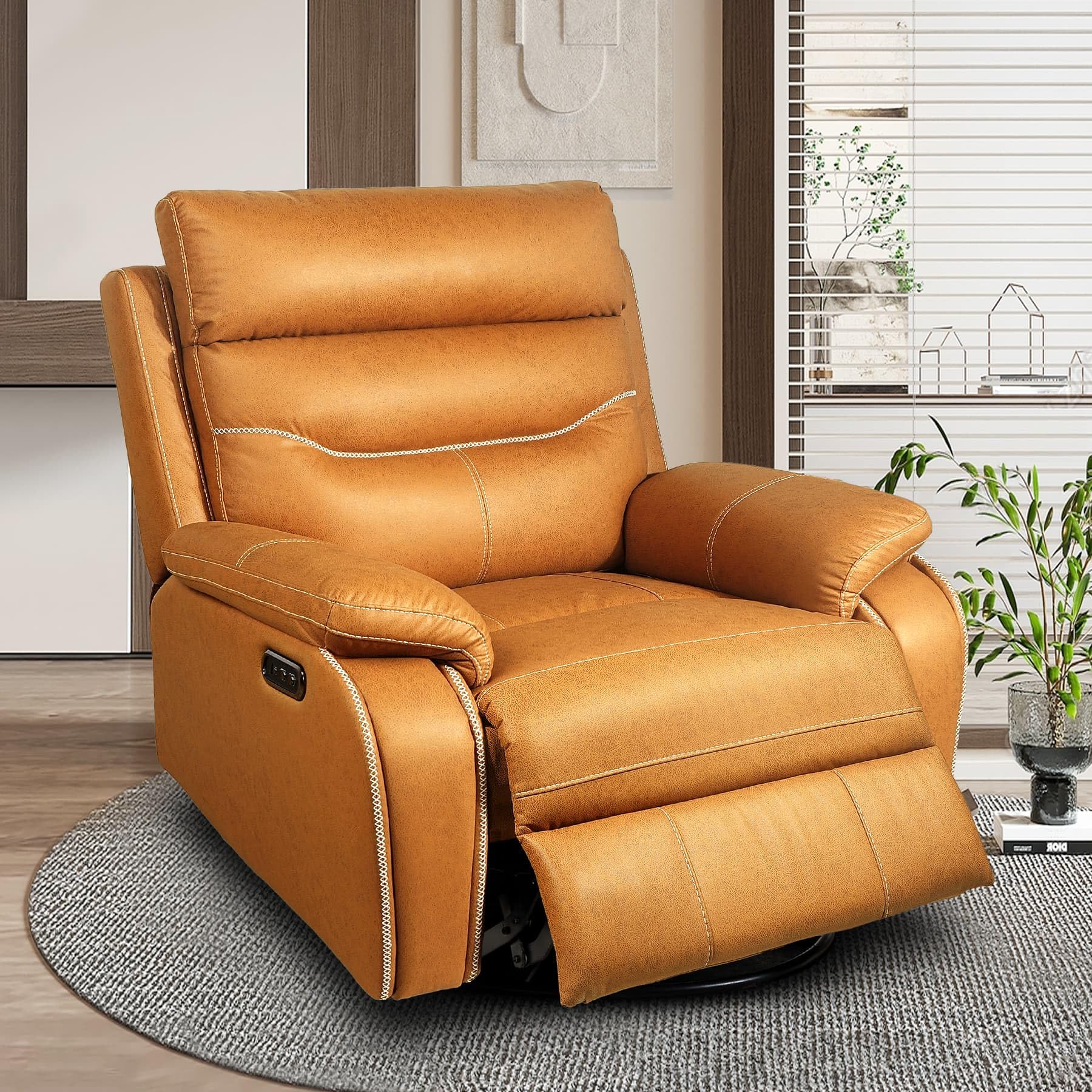 Amazon.com: Plococo Swivel Rocker Recliner Chair with Electrical ...