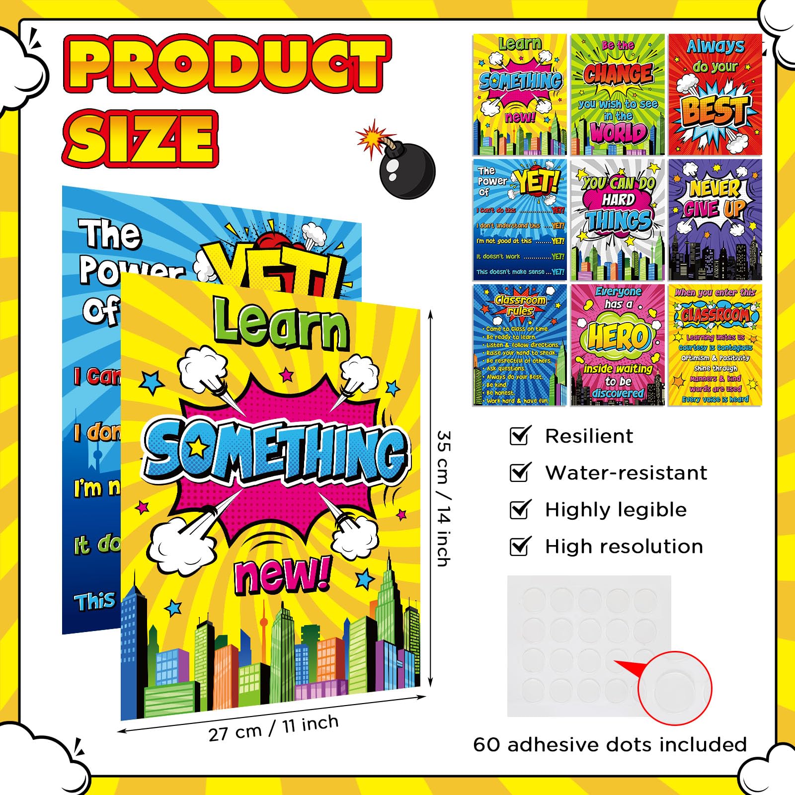 Snapklik.com : 9 Pcs Hero Posters Classroom Decorations Hero ...