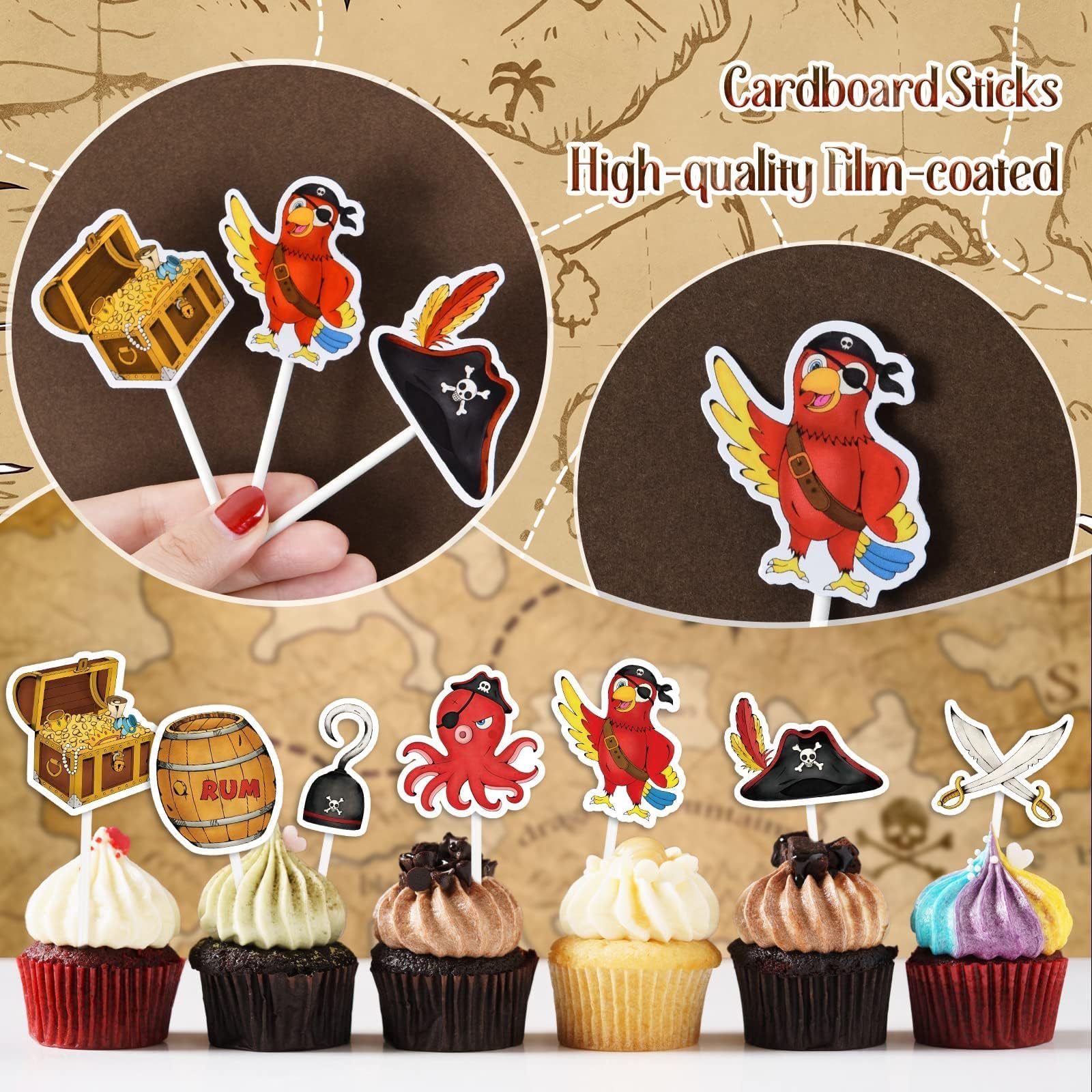 Snapklik.com : 49 PCS Pirate Cupcake Toppers - Pirate Birthday Party ...