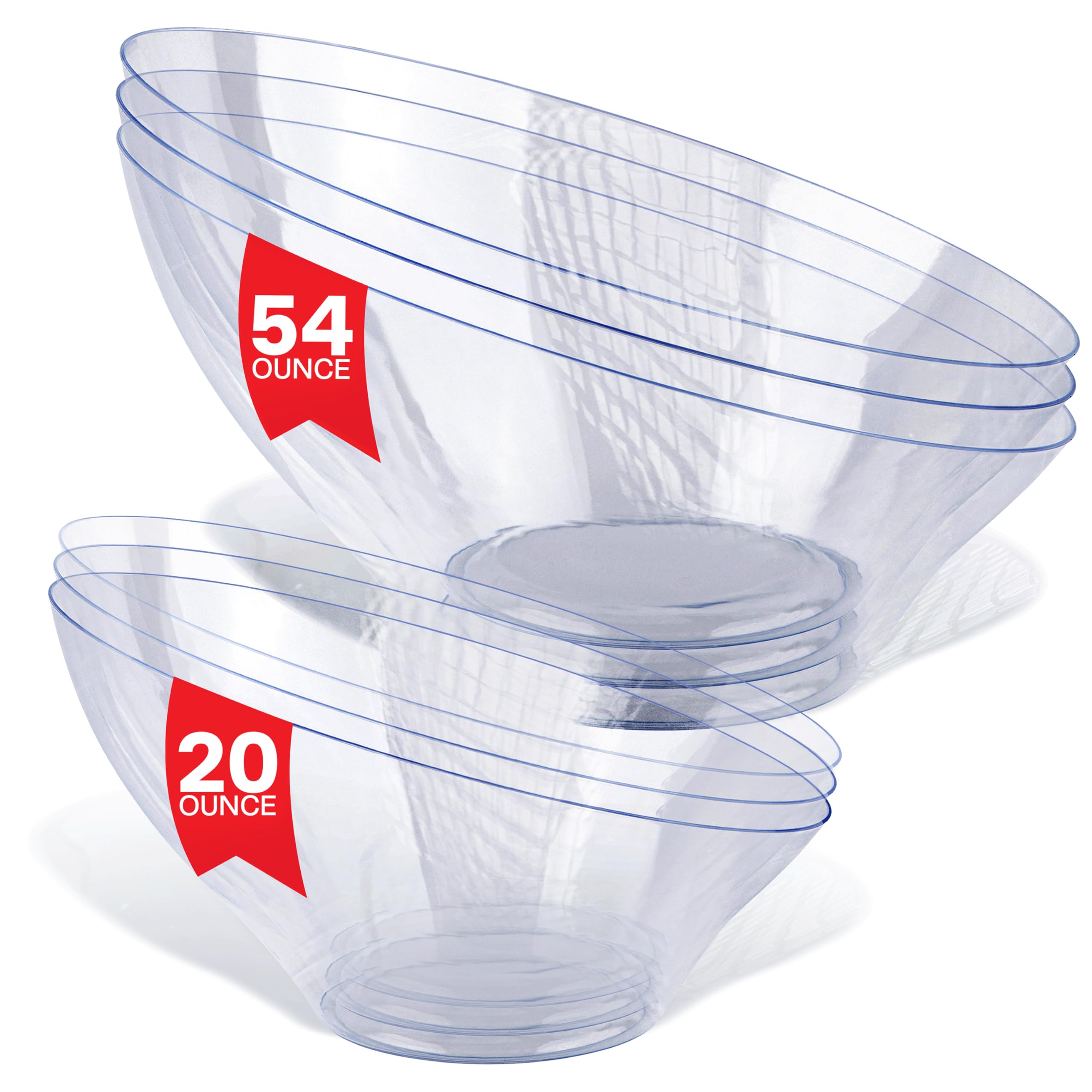 Amazon.com: Multi-Pack Clear Plastic Serving Bowls (6 Pack) 3 x 54oz ...