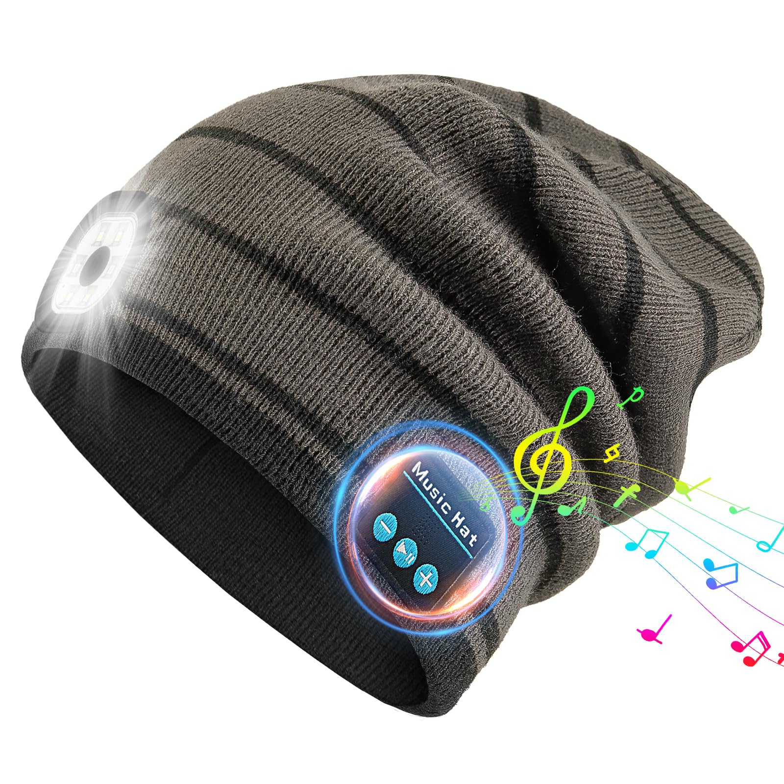Amazon.com: Rotibox Bluetooth Beanie with Light, Hat Wireless Headphone ...