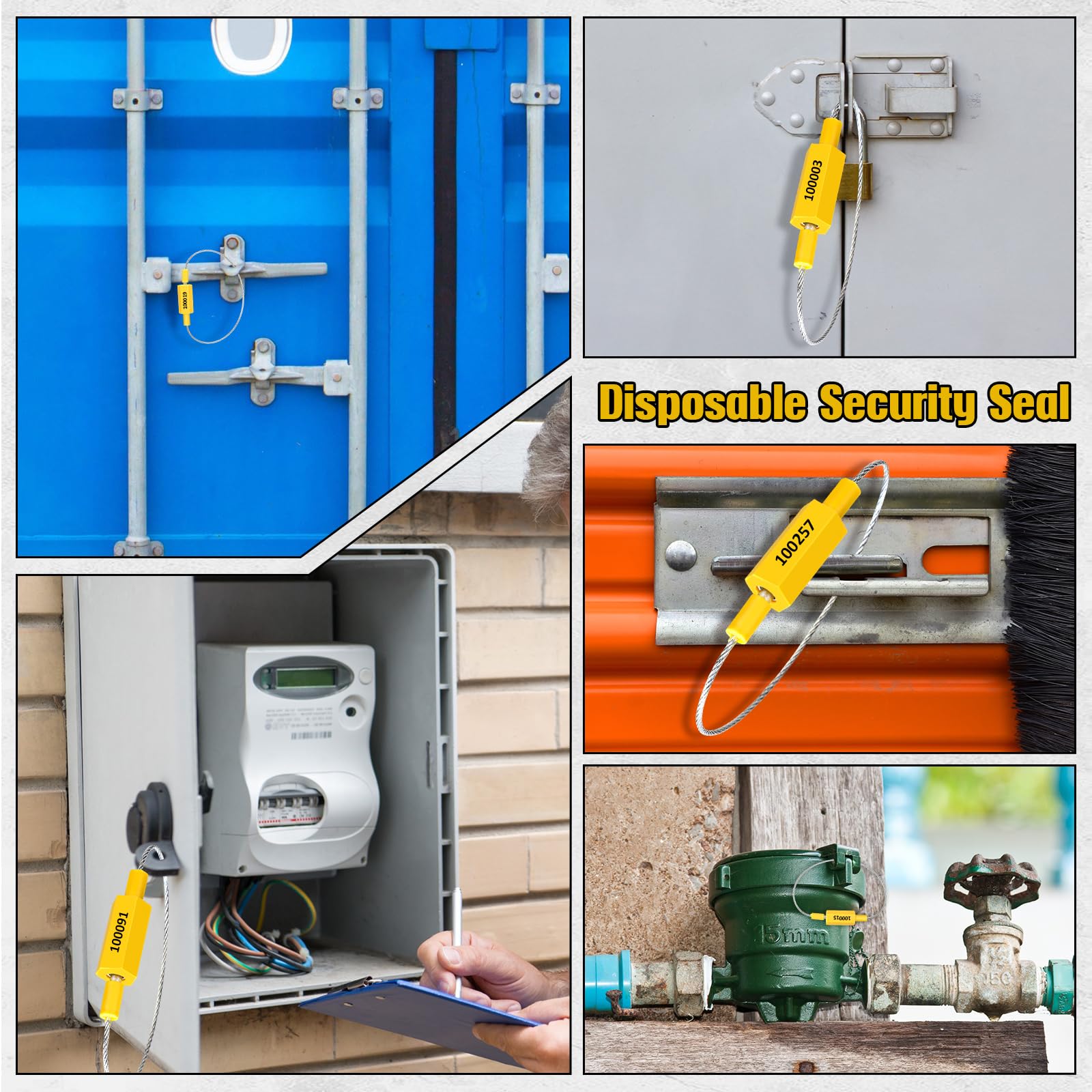 Snapklik.com : Yaocom 200 Pcs Steel Security Cable Seals Metal Security ...