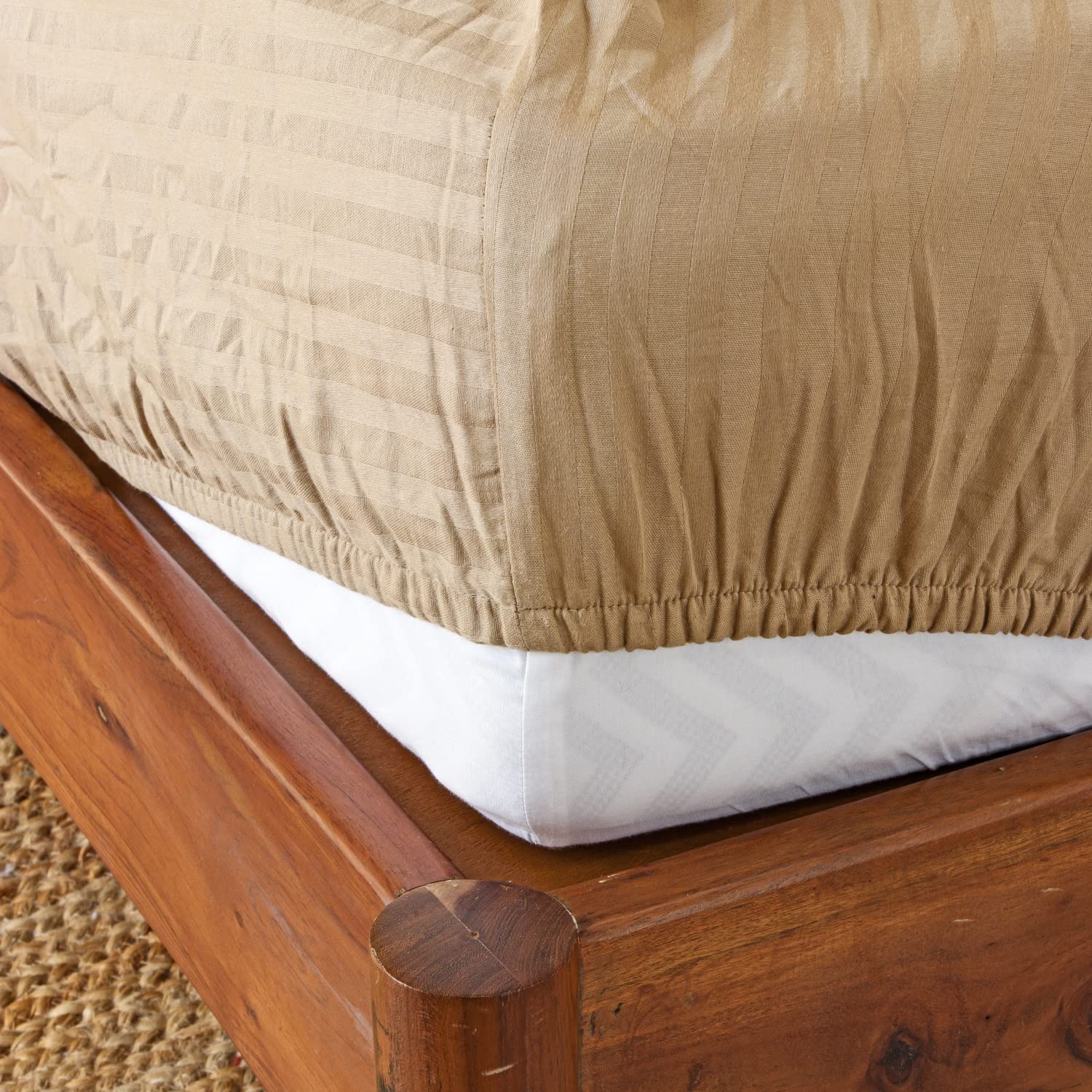 Buy HOMEMONDE Double Bedsheet 300TC Cotton Fitted Bedsheet with All ...