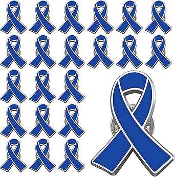 Joixy 25/50/100 pcs Metal Blue Ribbon Enamel Lapel pin Colon Cancer ...