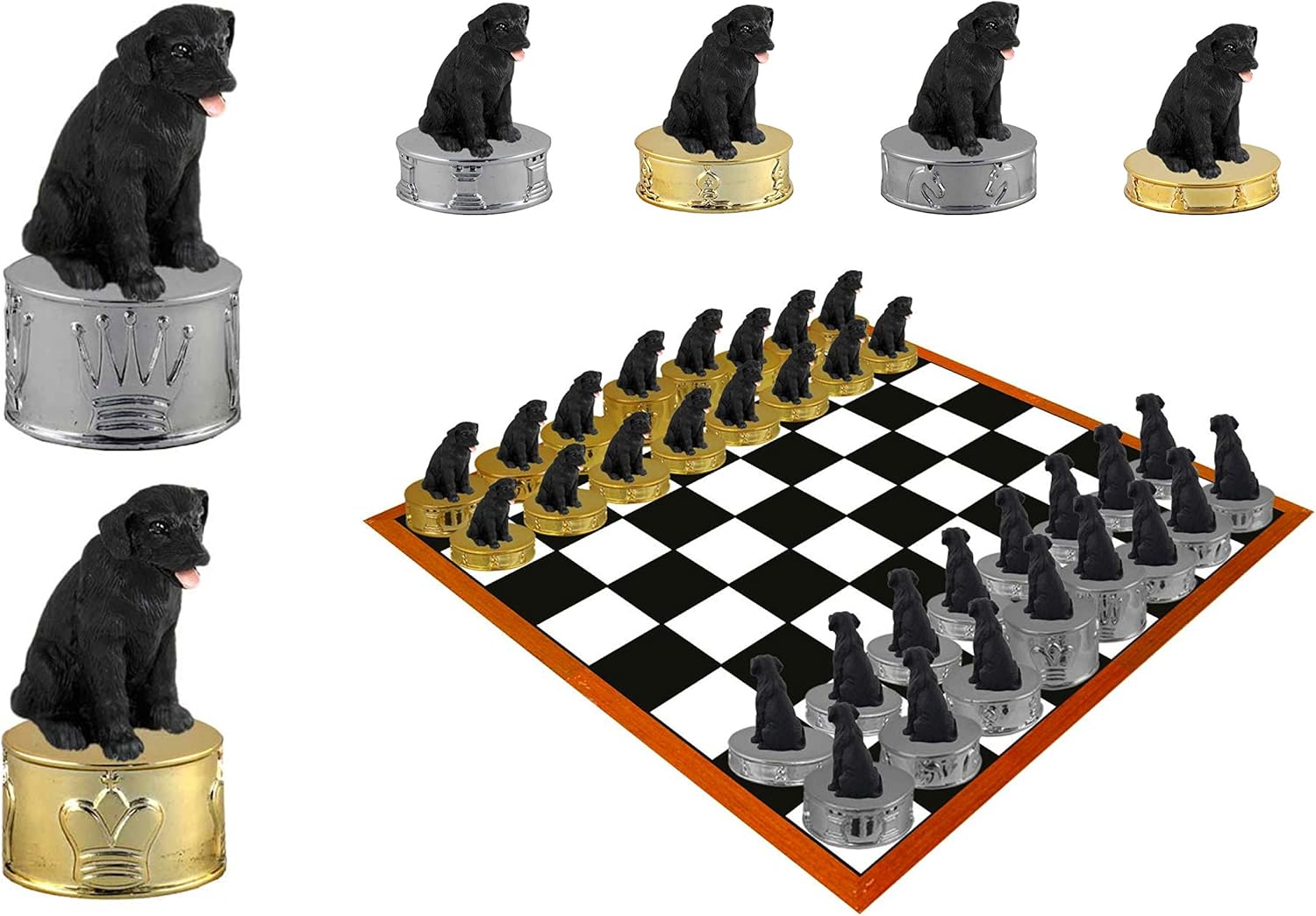 Amazon.com: Black Labrador Retriever Dog Hand-Painted Chess Set Pieces ...