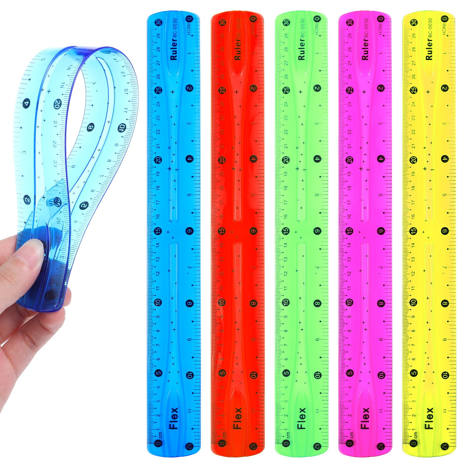 Amazon.com : YUXIANLB 5Pcs Flexible Ruler, 12 inches Color Transparent ...