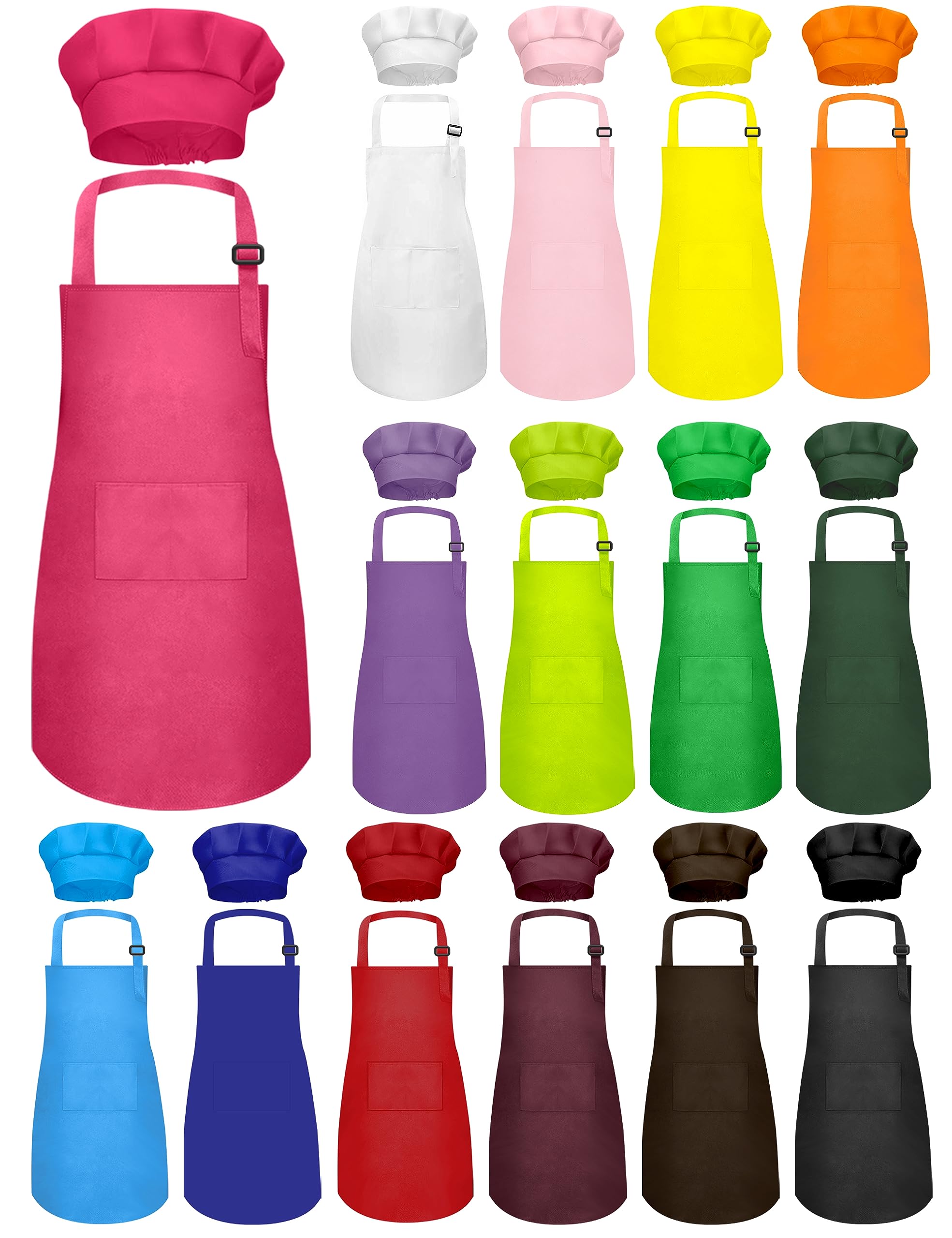 Kids Apron and Chef Hat Set, 30 Pieces Boys Girls Kids Apron with 2 ...