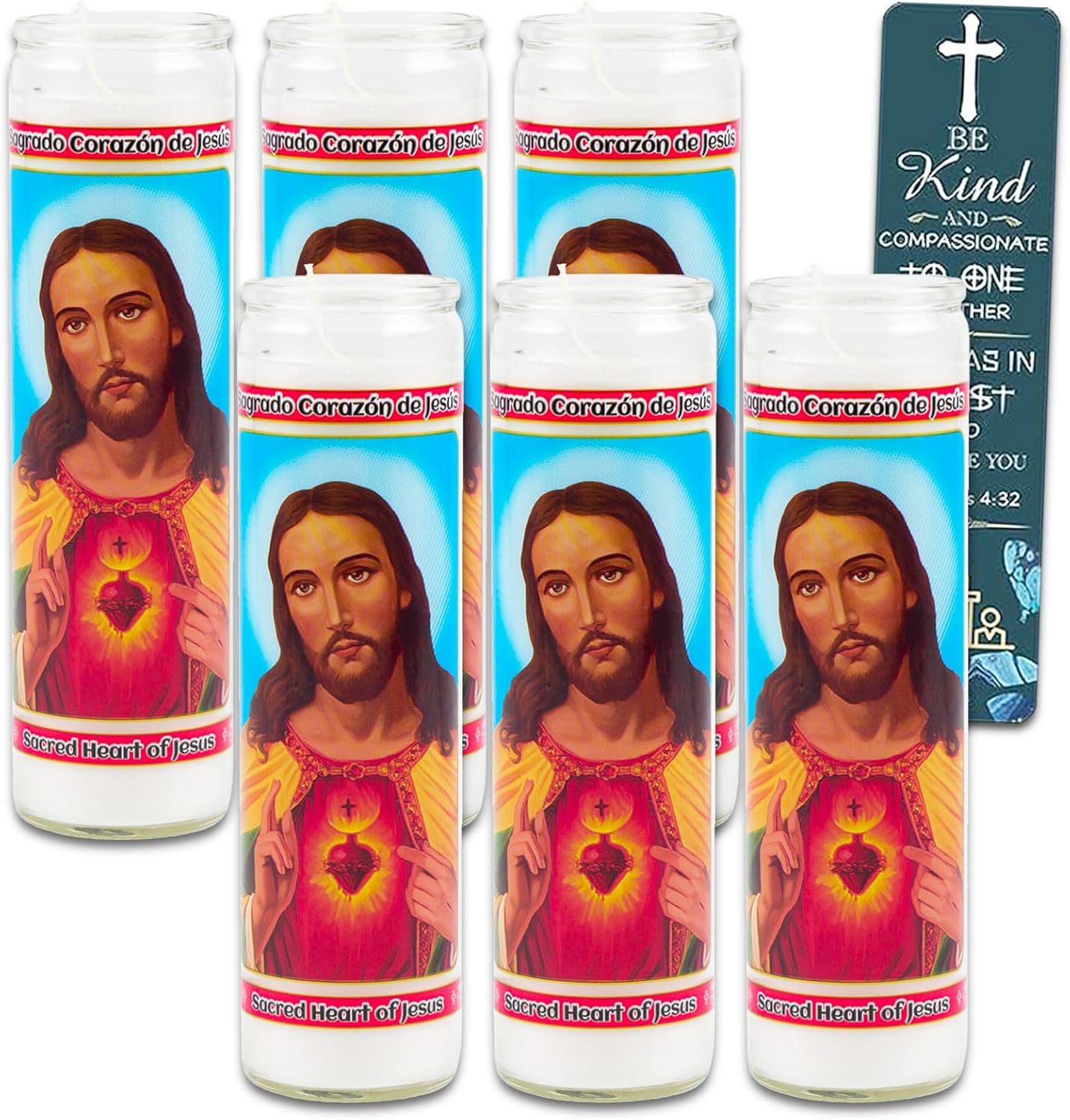 Amazon.com: Sacred Heart of Jesus Devotional Candle 6 Pack - Bundle ...