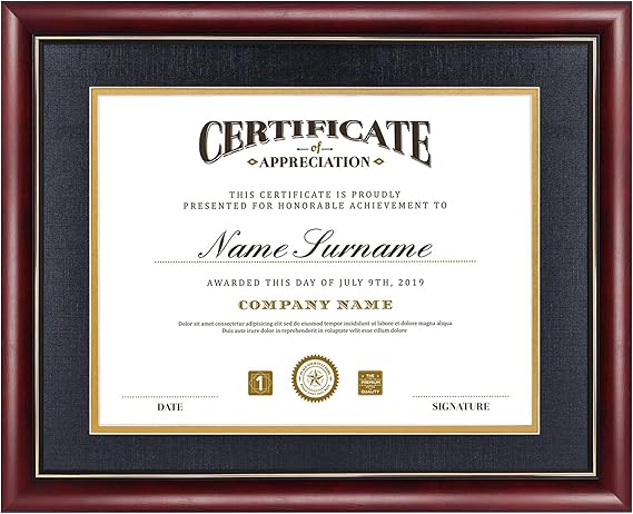 Amazon.com - GraduatePro 8.5x11 Diploma Frame with Black Over Gold Mat ...