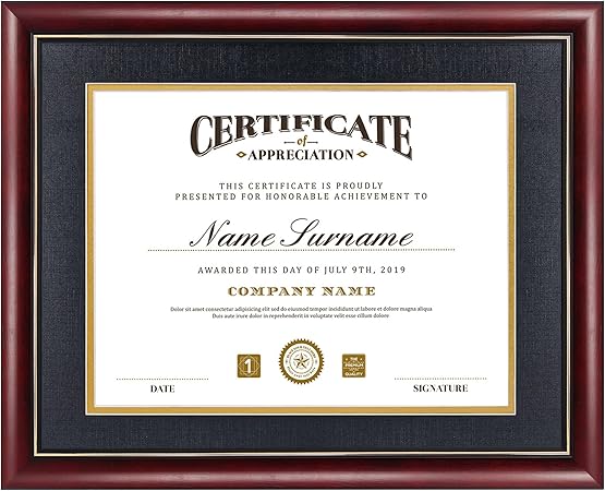 Amazon.com - GraduatePro 8.5x11 Diploma Frame with Black Over Gold Mat ...