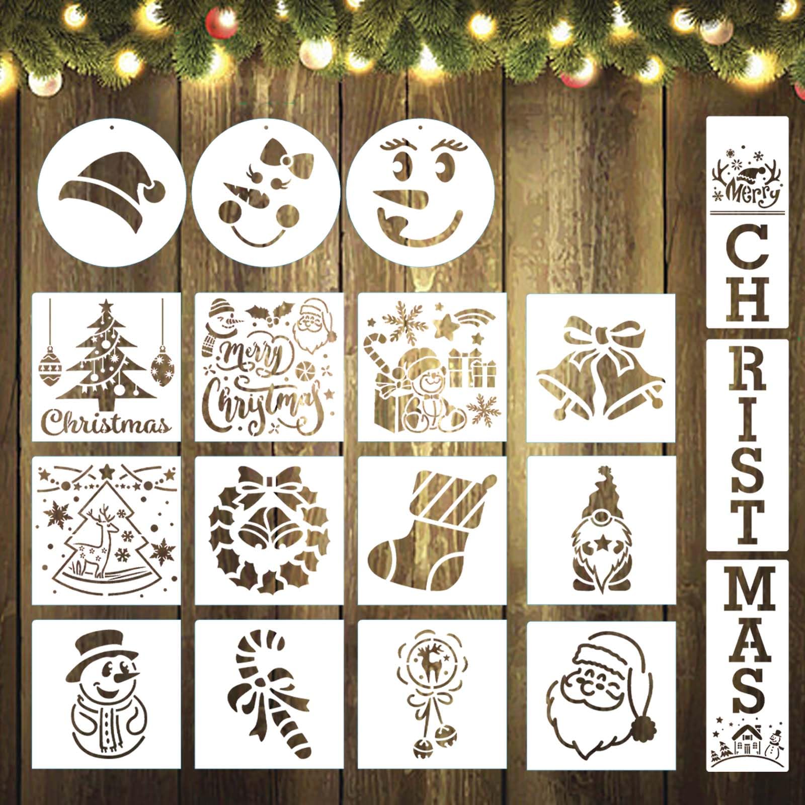 Christmas Stencils for Porch Painting, 18 Large Reusable Stencils, 8 ...