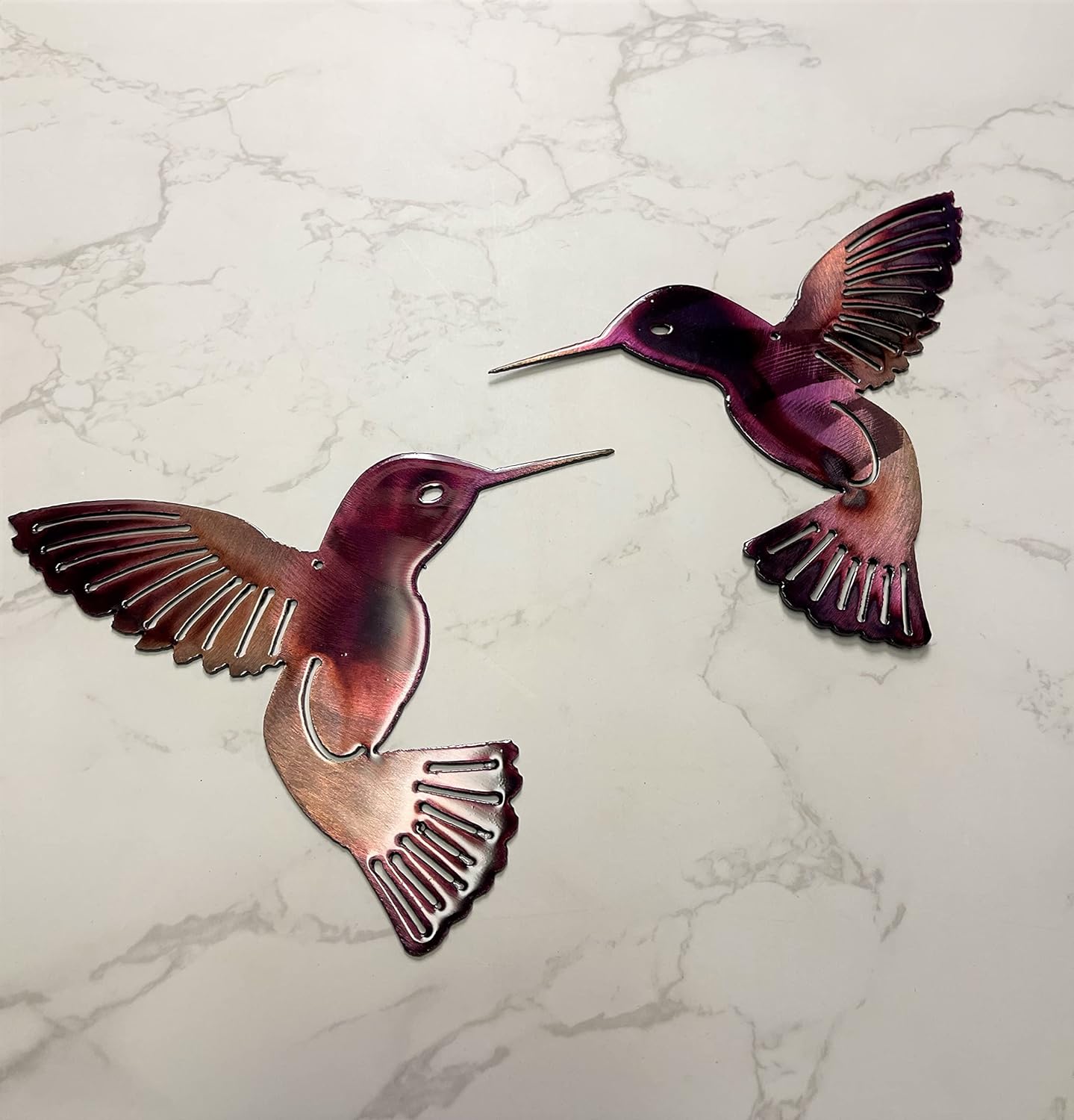 Amazon.com: Hummingbird Copper Purple Pair Metal Wall Art Décor 6" x 6 ...
