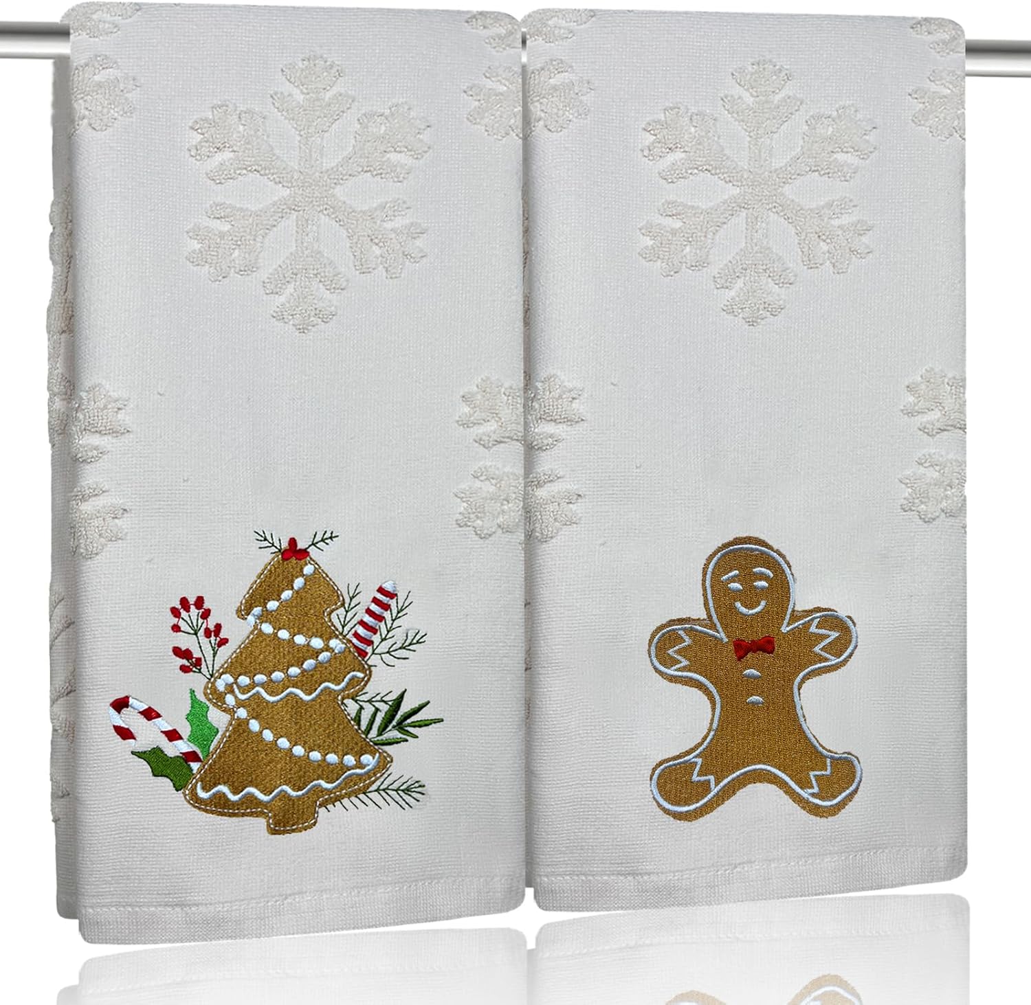 Amazon.com: 2 Pack Christmas Gingerbread Hand Towels 100% Cotton ...
