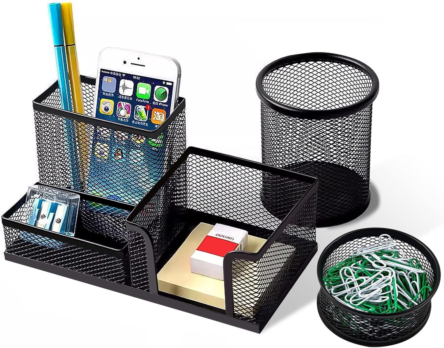 Amazon.com: Pen Holder for Desk, Desk Organizers Set-3 Compartments ...