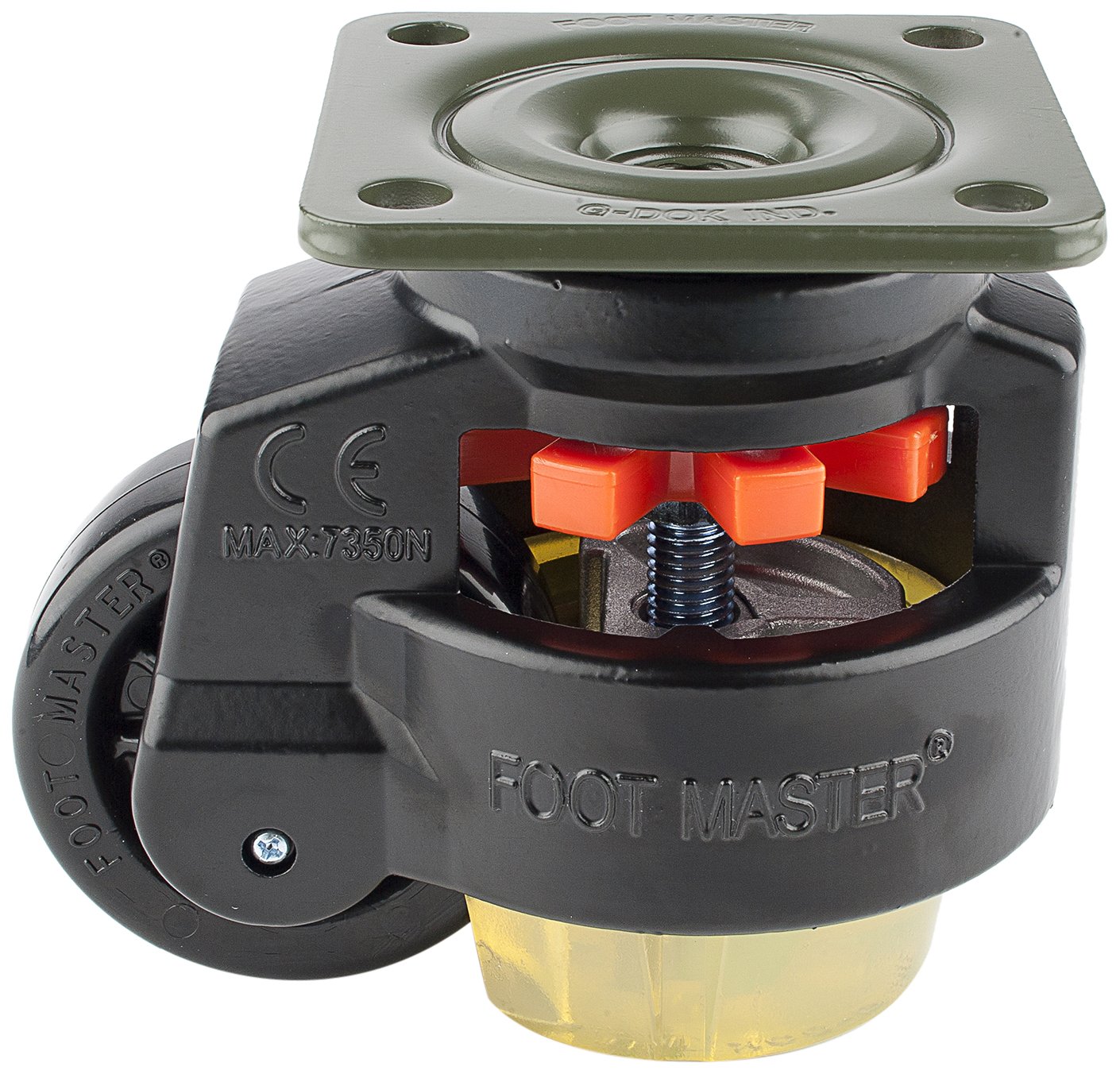 FOOT MASTER GD-100-F-NYN-CUR-FBL Leveling Caster, 75 mm Nylon 66 Wheel ...
