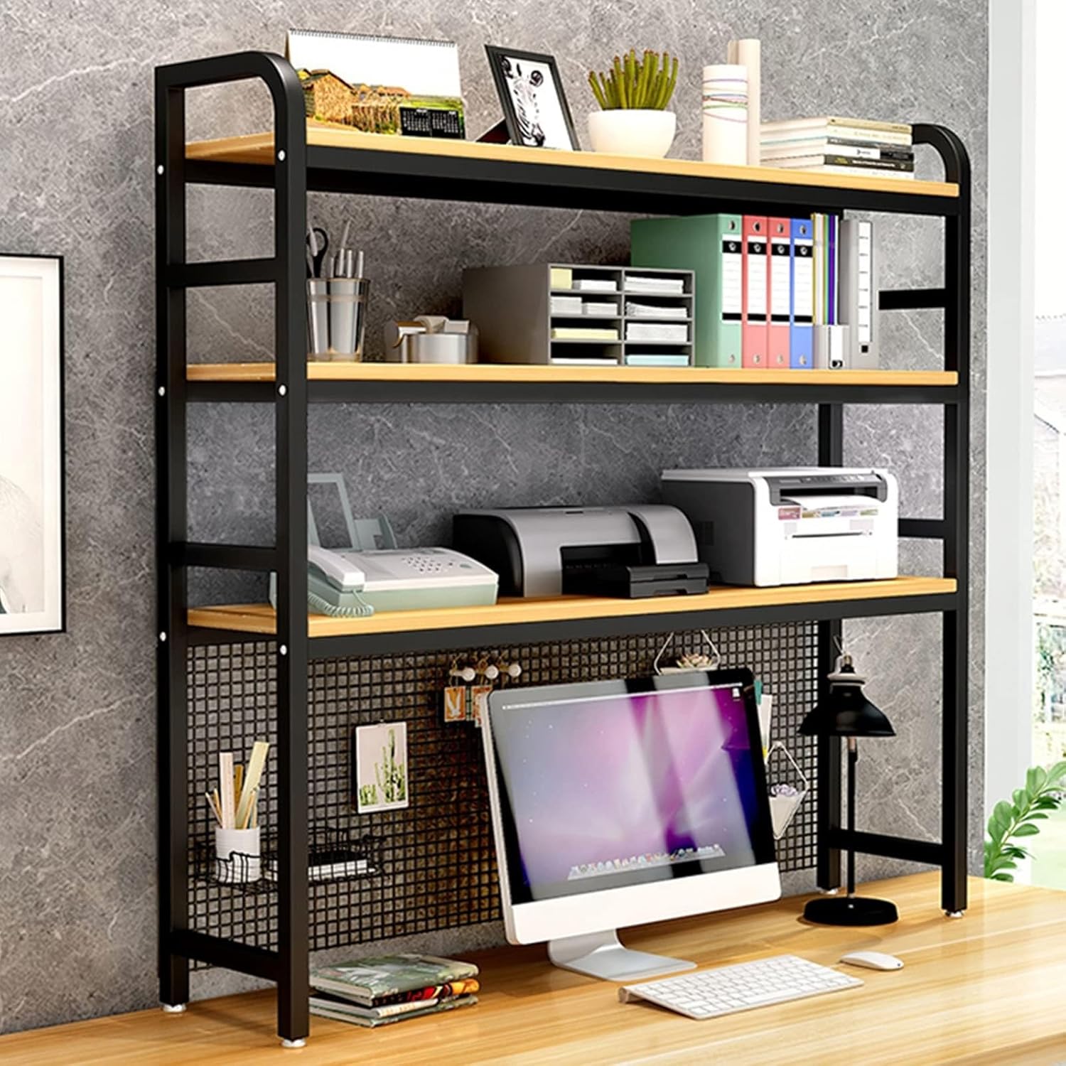 Desktop Bookshelf - Multipurpose Countertop Hutch Bookshelf, 23-Tier ...