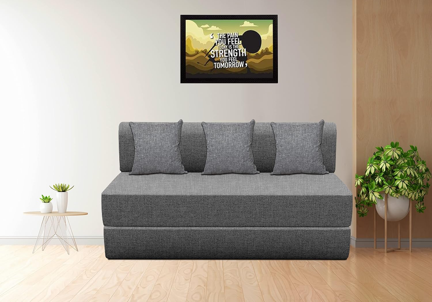 CLOUDZILLA Sofa Cum Bed 3- Seater, 5' X 6' Feet - with Three Cushions ...