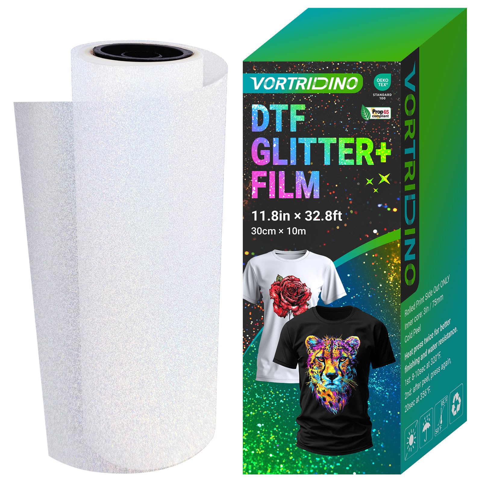 Amazon.com: VORTRIDINO Glitter DTF Transfer Film 11.8in x 32.8ft DTF ...