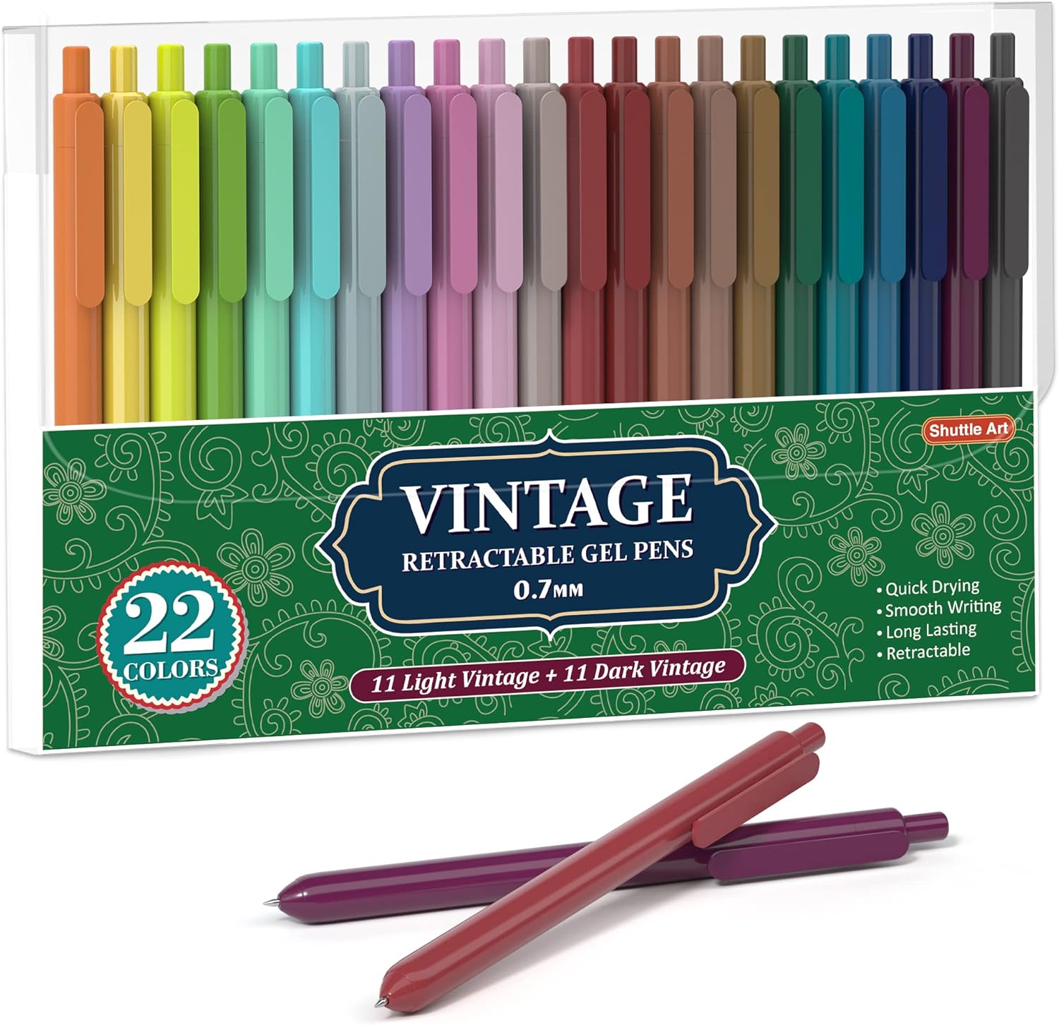 Amazon.com: Shuttle Art Colored Retractable Gel Pens, 22 Unique Vintage ...