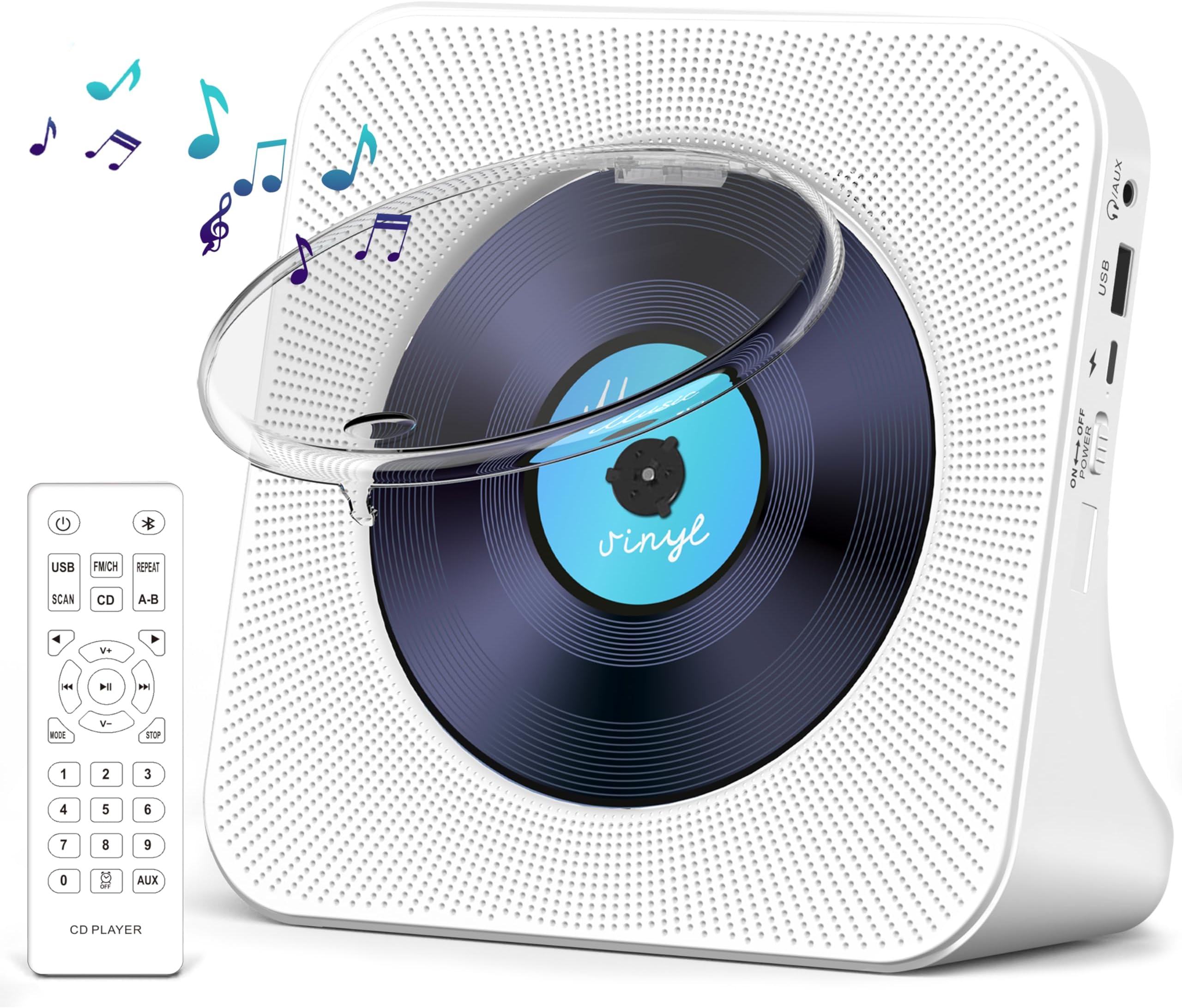 Amazon.com: Desktop CD Player with Speakers, ROADOM Home Bluetooth CD ...