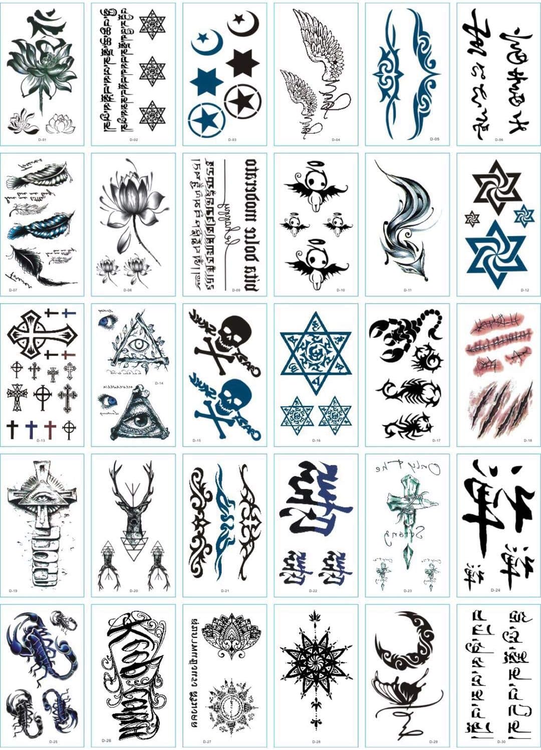 Amazon.com : Generic Temporary Tattoos for Kids 30 Sheet Fake Tattoos ...