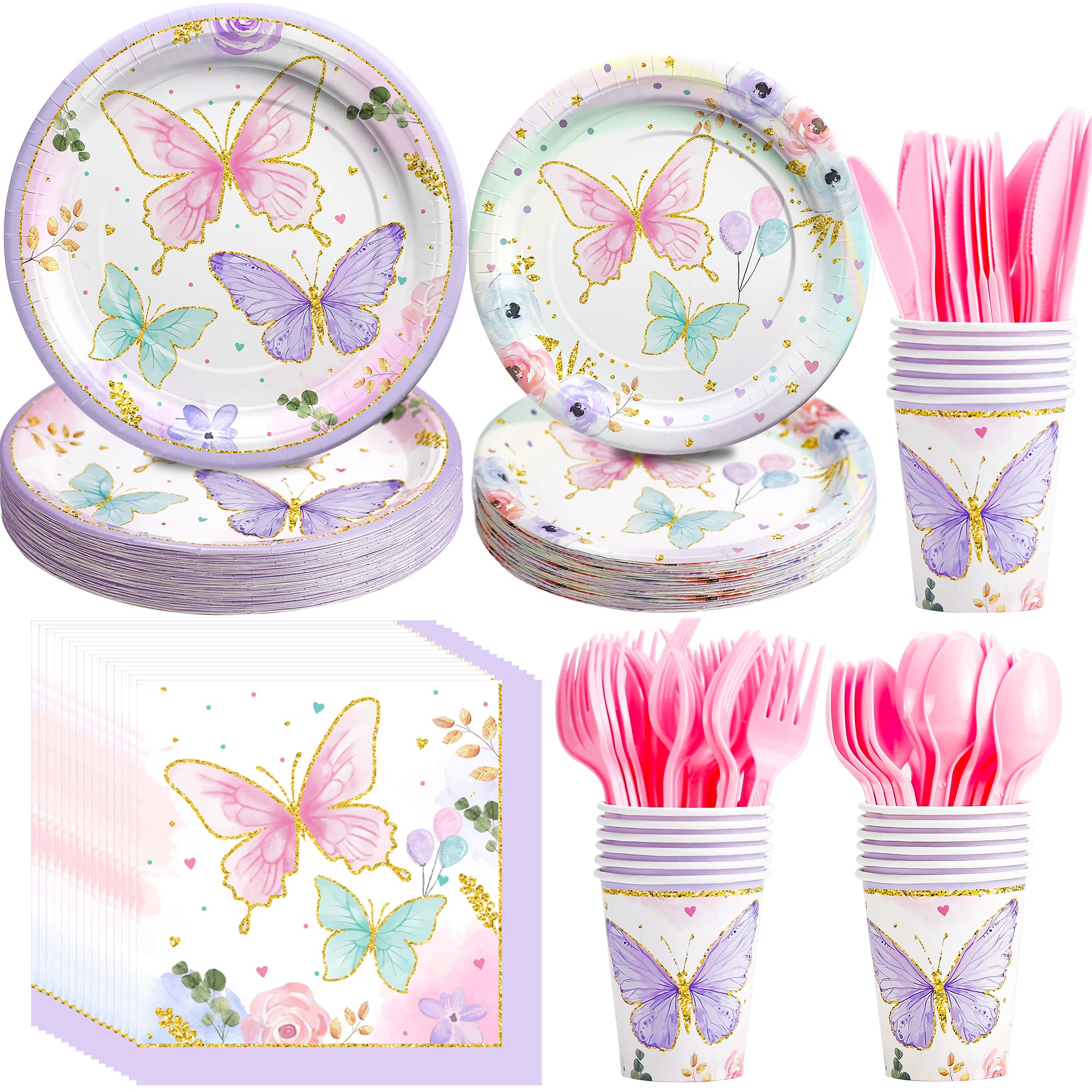 Amazon.com: PYCALOW Butterfly Birthday Party Supplies - Butterfly Party ...