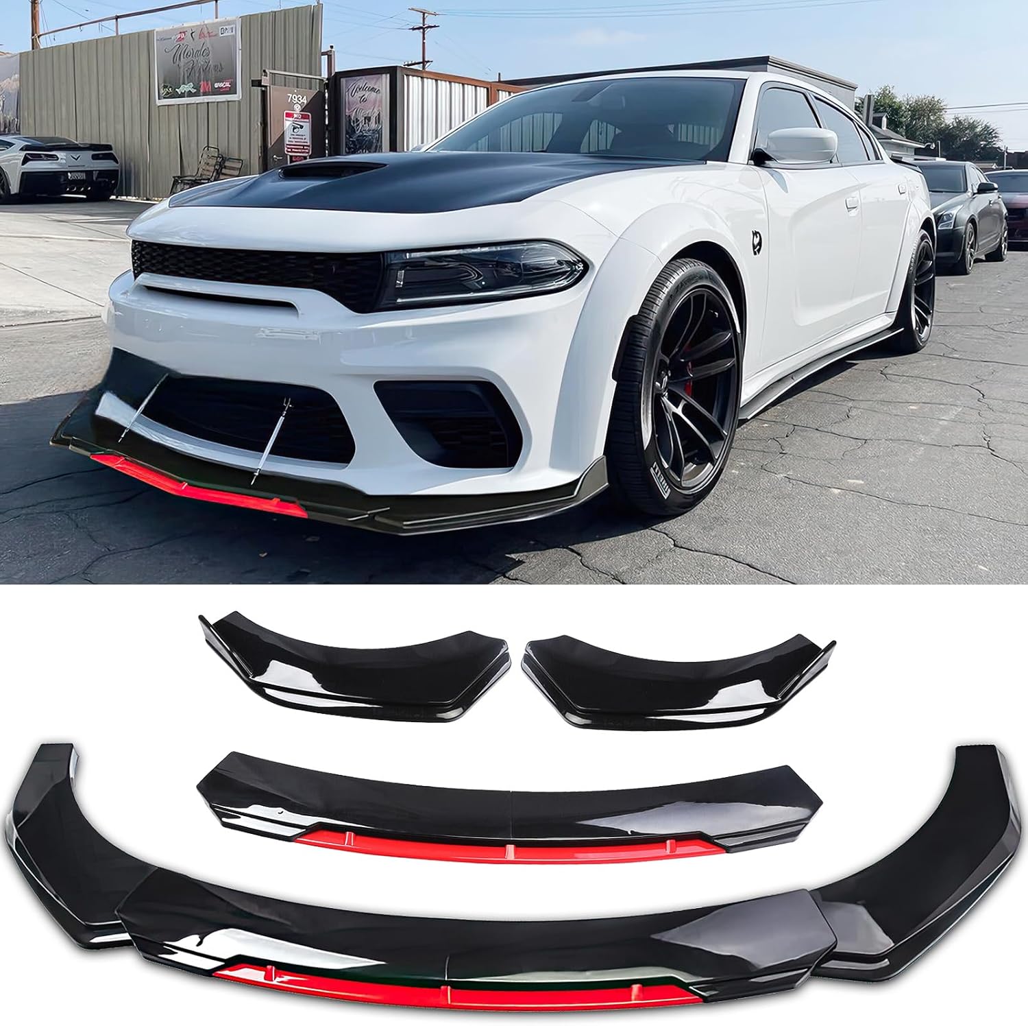 Amazon.com: DREAMOTOR Car Universal Adjustable Front Bumper Lip Chin Spoiler Splitter 4PCS ...