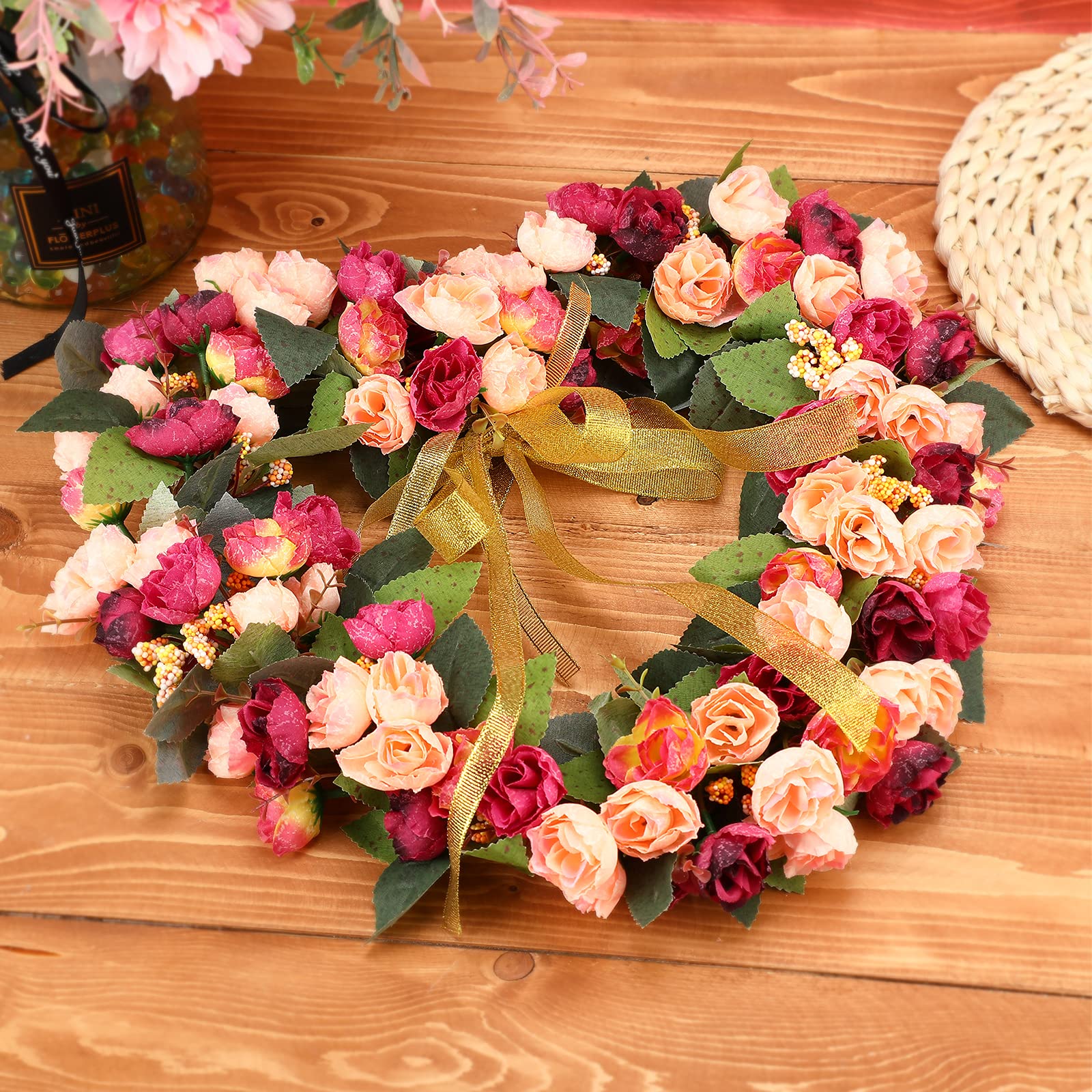 9 Pieces Heart Wire Wreath Metal Dark Green Flower Garland Frame DIY ...