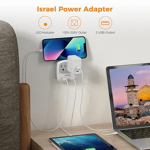 Snapklik.com : TESSAN Israel Power Adapter, Type H Travel Plug ...