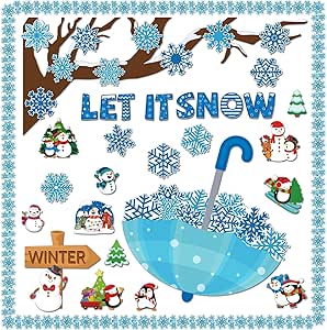 Amazon.co.jp: Let It Snow Winter Bulletin Board Decoration Set ...