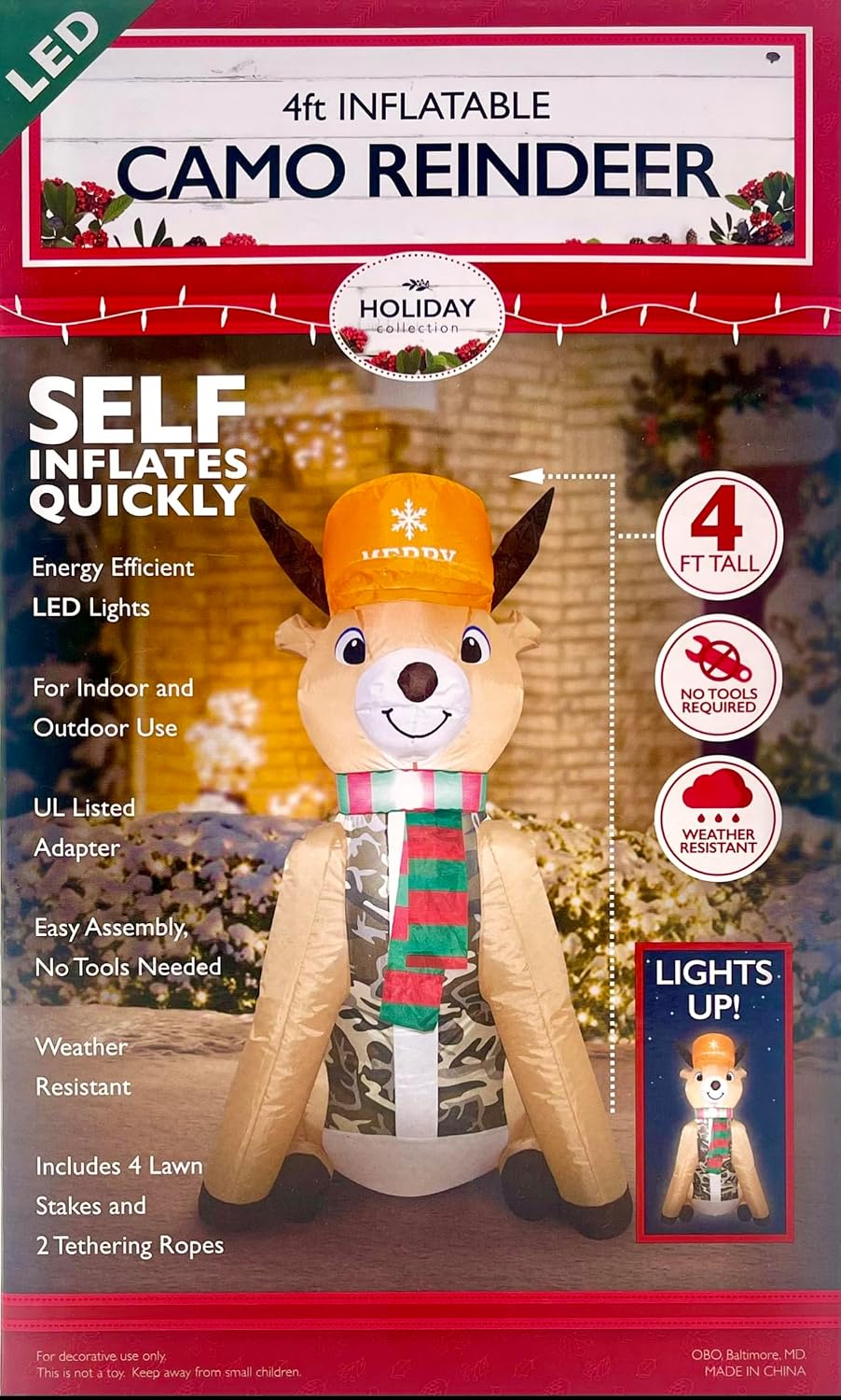 Amazon.com: Camo Reindeer Christmas Inflatable - LED - Self-Inflating 4 ...