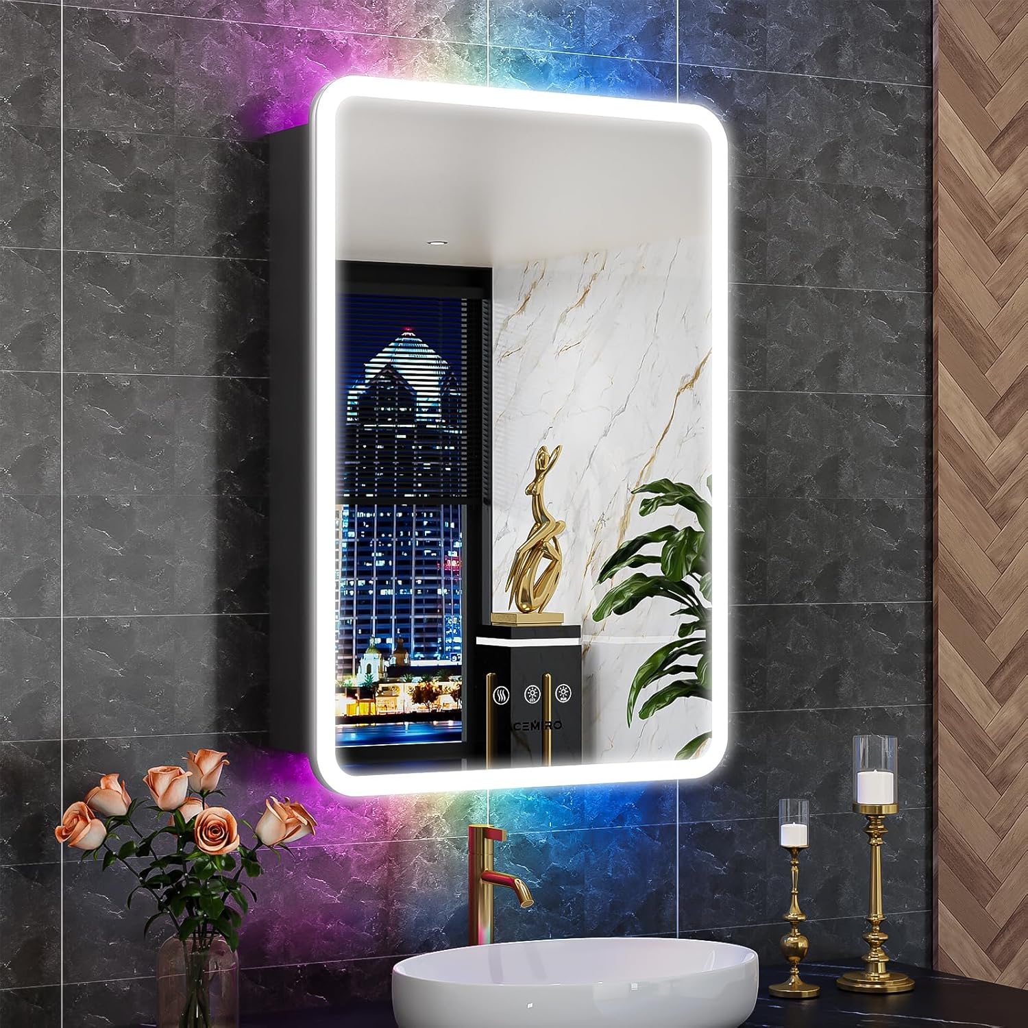 Amazon.com: ACEMIRO 20×32 Inch Lighted Medicine Cabinet with Mirror ...