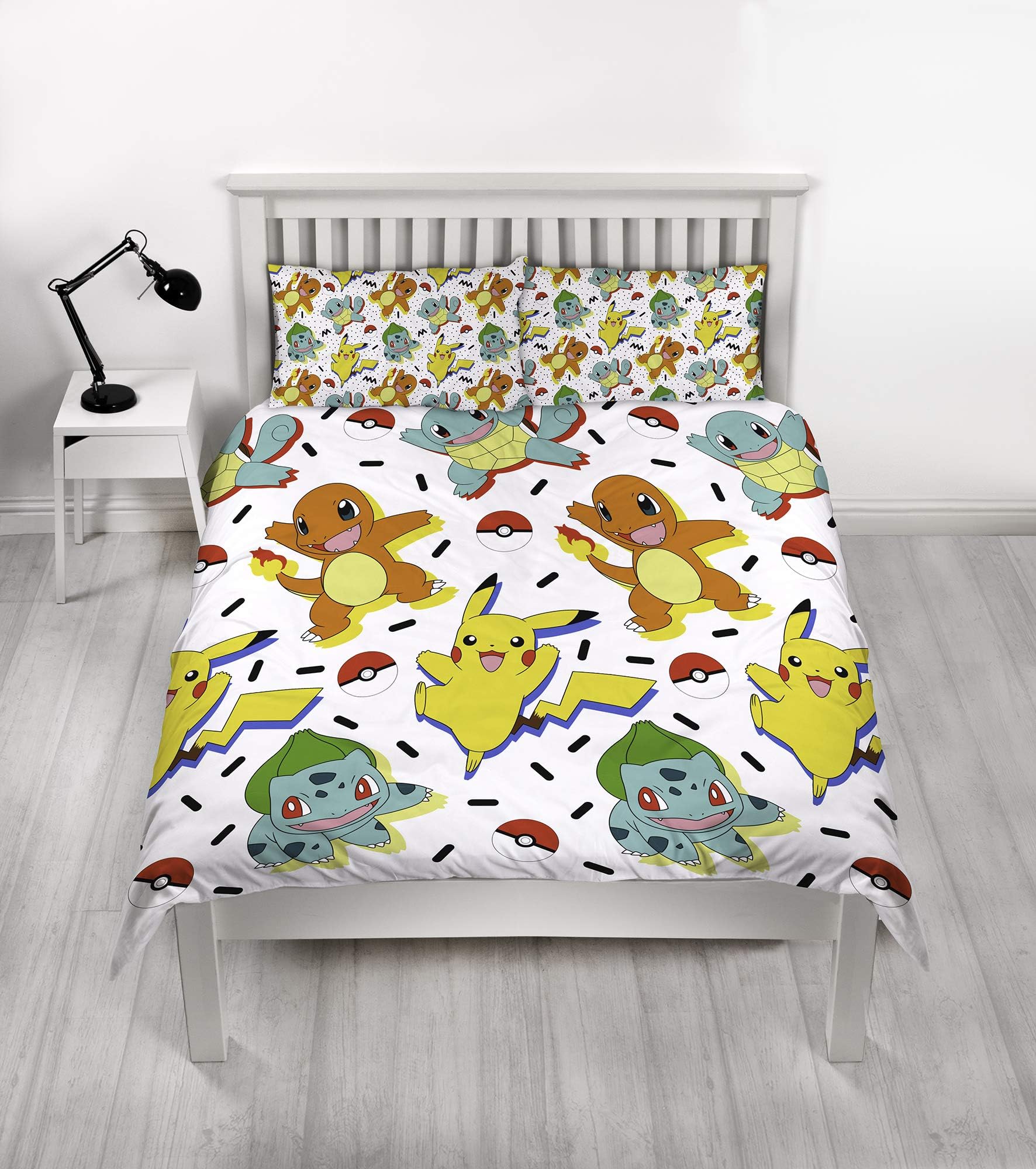Pokemon Double Duvet Cover | Reversible Two Sided Memphis Fun Bedding ...